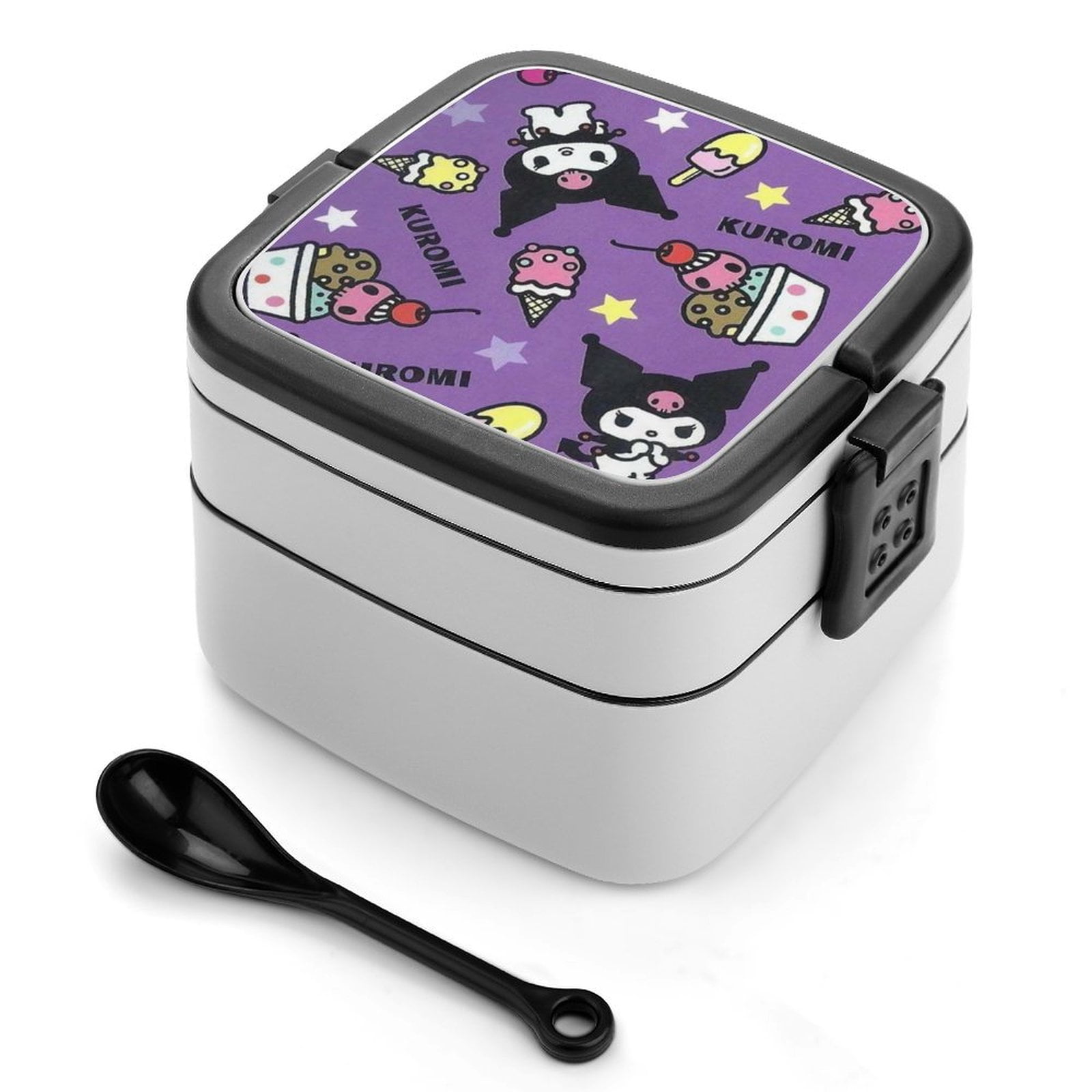 Kuromi Kawaii Cake Ice Cream Lunch Boxes 1000 ML Double Layer Bento Box ...