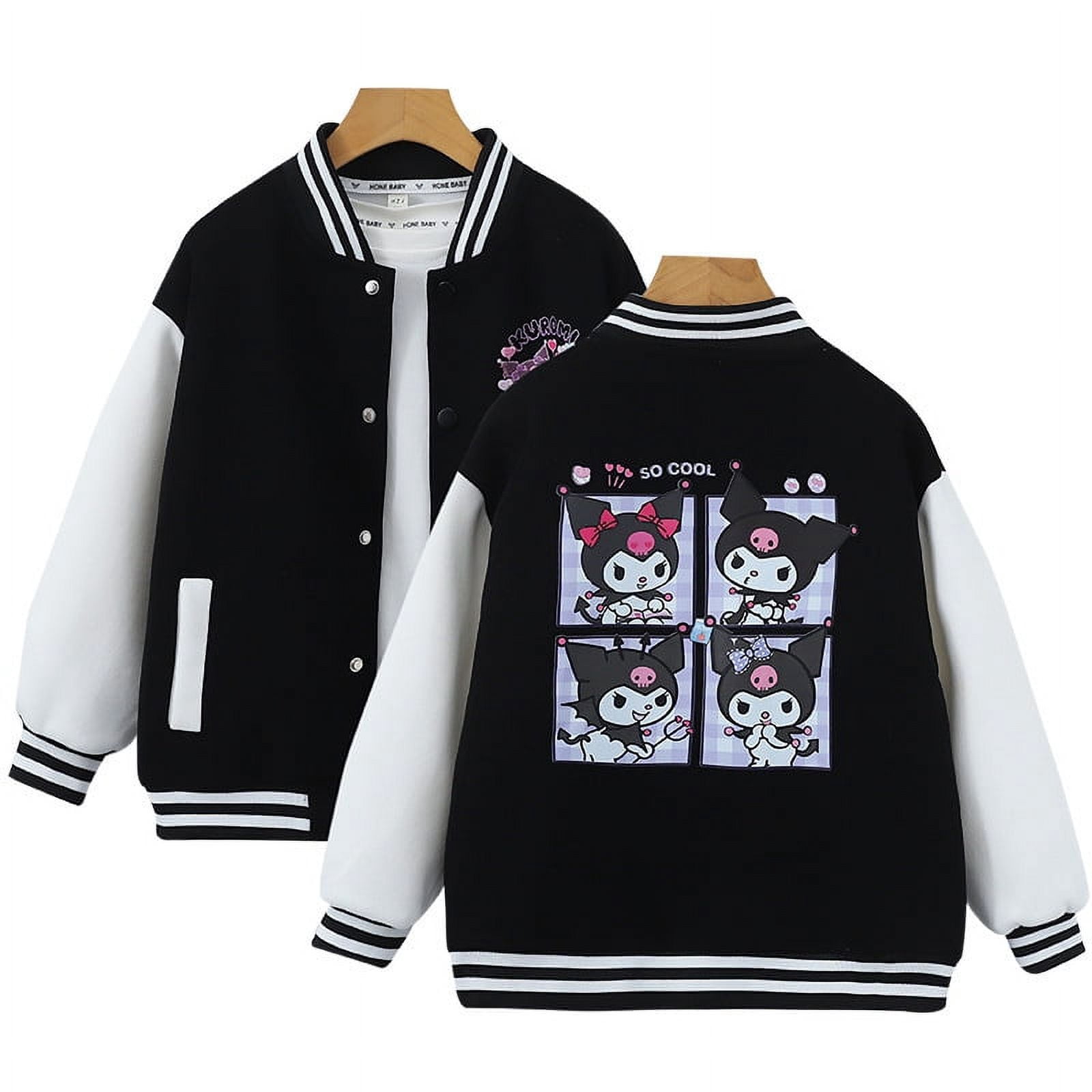 Kuromi Kids Baseball Uniform Cotton Long Sleeve Sanrio Cartoon Casual ...