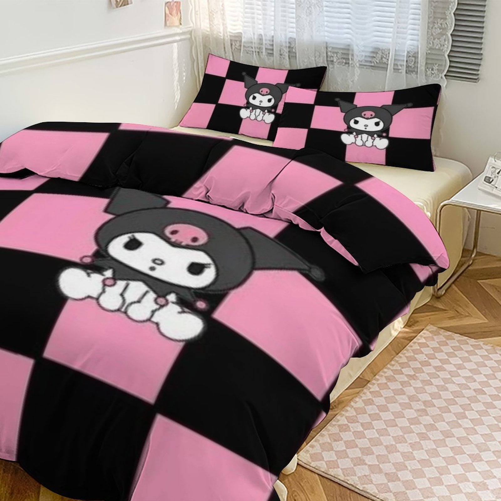 Kuromi Kids Bedding Set 3 Piece Set Cartoon Double-sided Printing Twin - Walmart.com