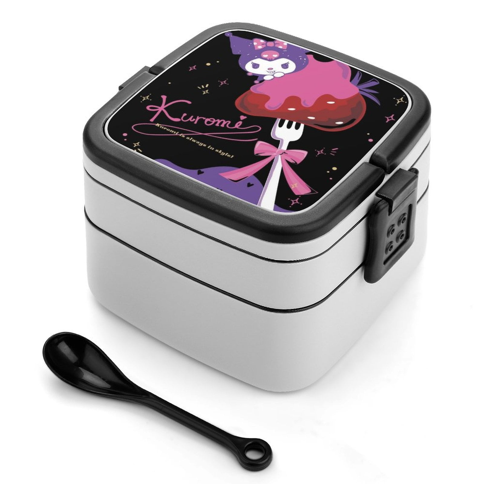 Kuromi Lollipop Reusable Bento Boxes Lunch Box Double Layer Stackable ...