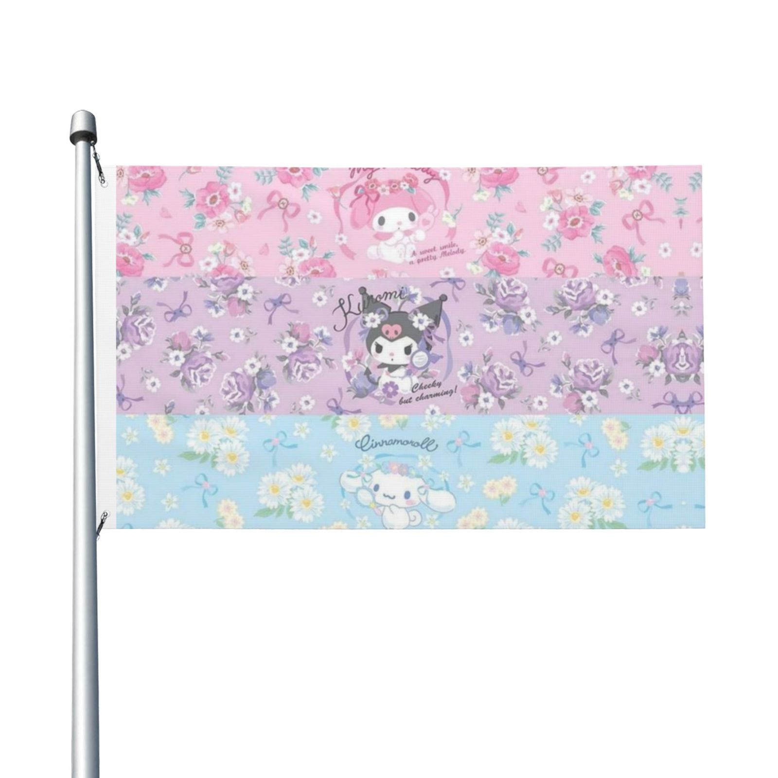 Kuromi Melody Cinnamoroll 3x5ft Face Flag Fade Proof Holiday Fall Flag ...