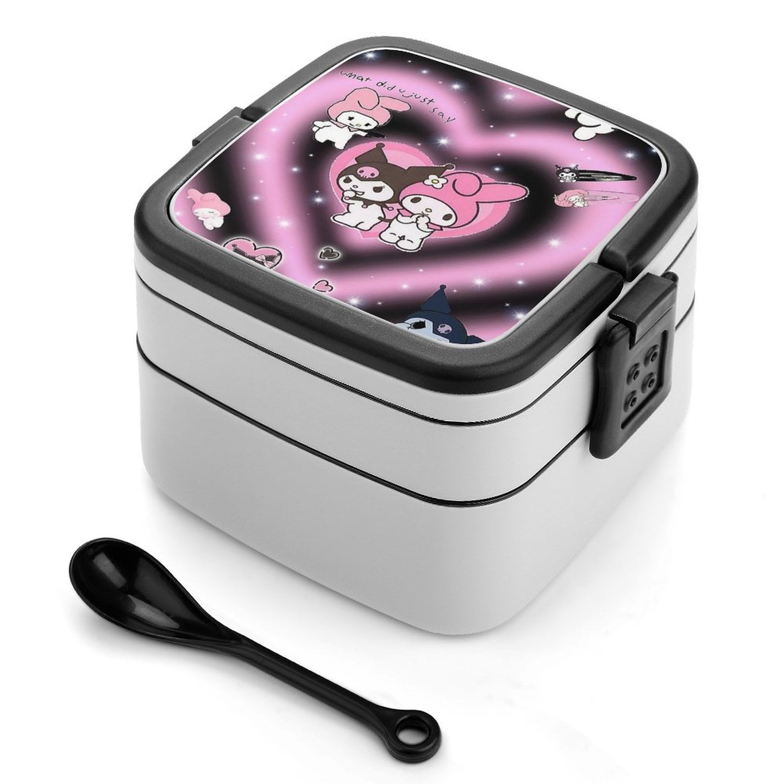 Kuromi And Melody Heart Reusable Bento Boxes Lunch Box Double Layer ...