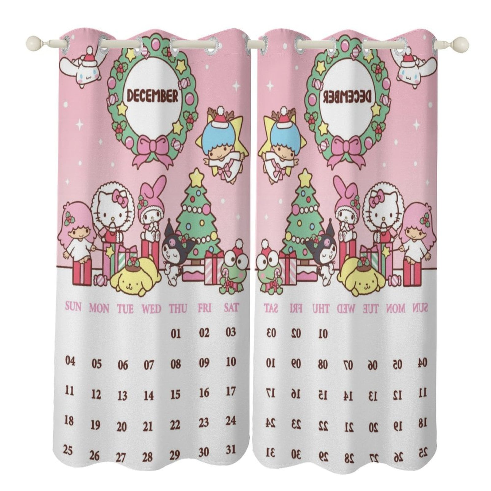 Kuromi Melody Hello-Kitty Cinnamoroll Calendar Kids Curtains 52 X 72 ...