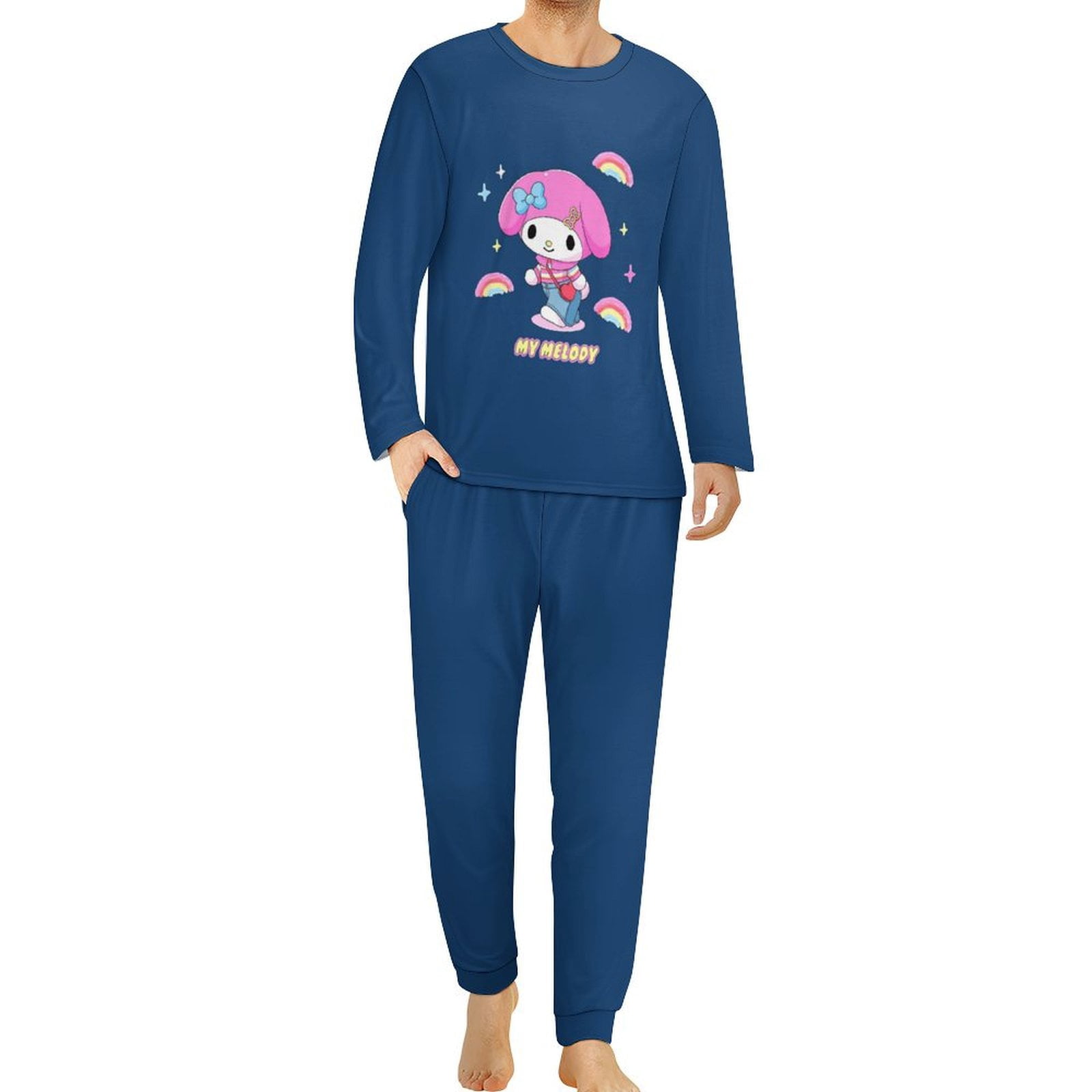 Kuromi Men's Long Sleeve Pajama，Soft Sleepwear Pjs Long for Comfortable ...