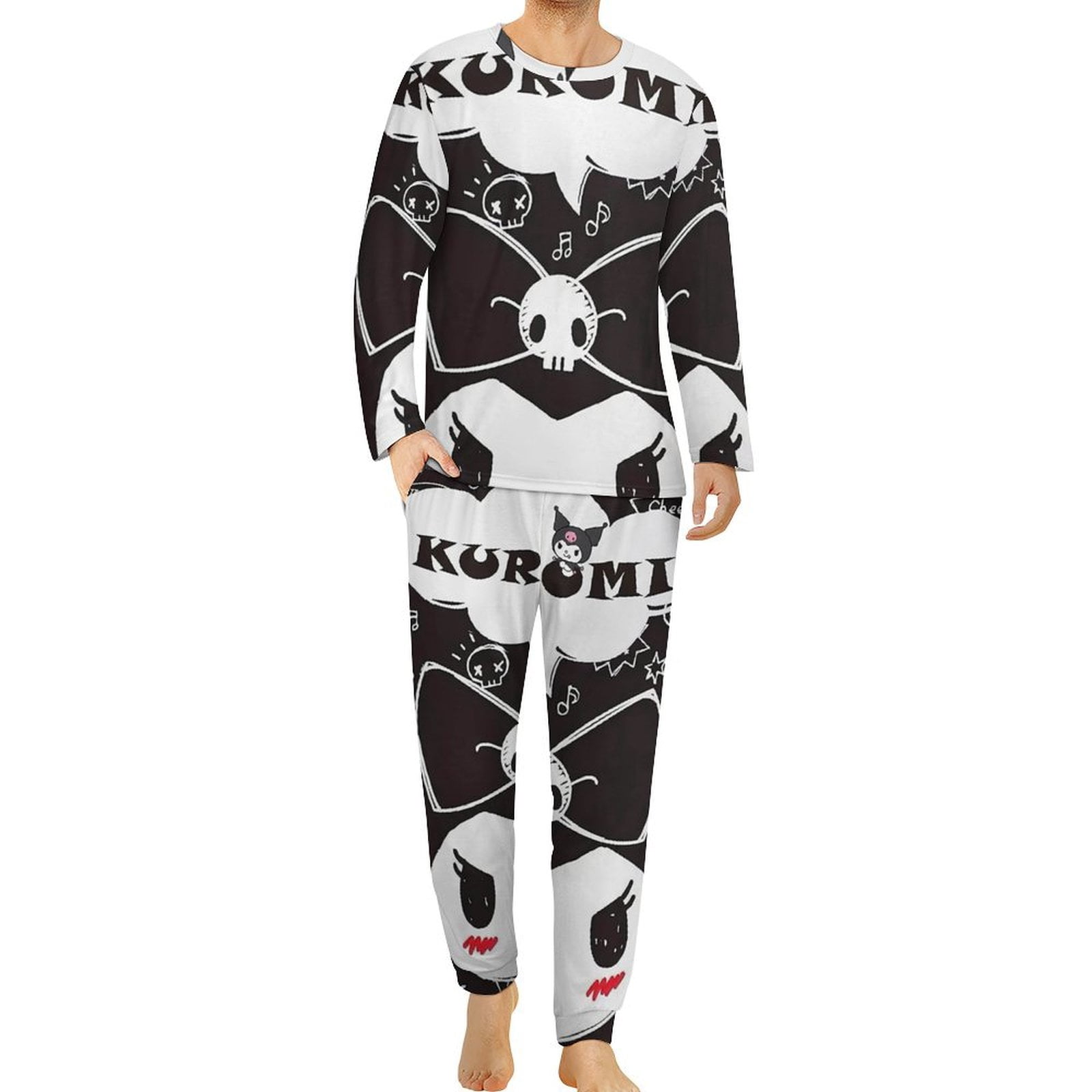 Kuromi Men's Long Sleeve Pajama，Soft Sleepwear Pjs Long for Comfortable ...