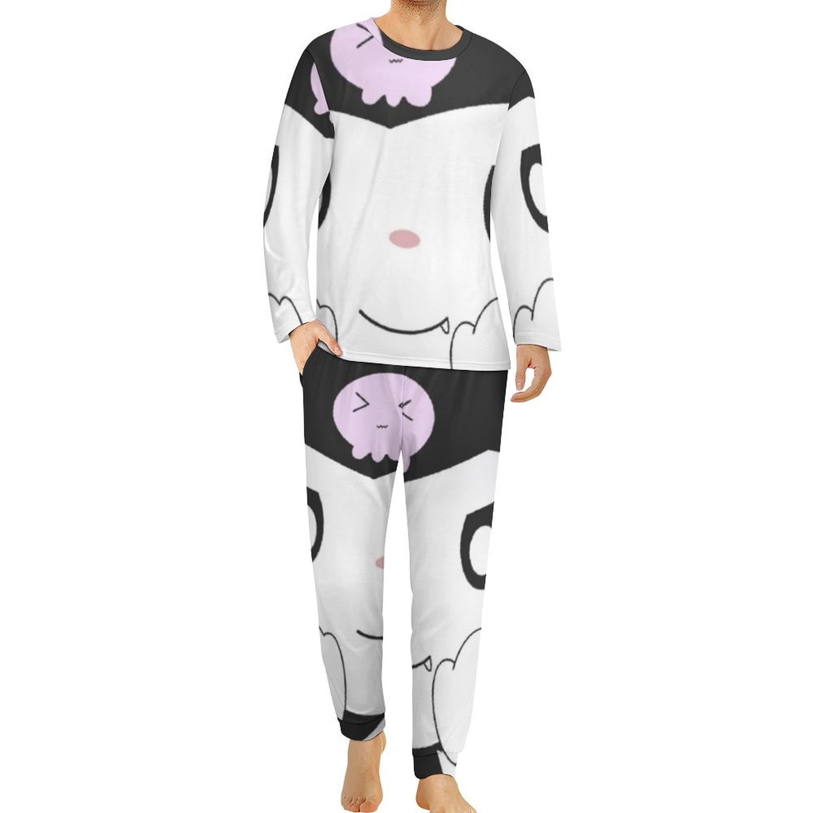 Kuromi Men's Long Sleeve Pajama，Soft Sleepwear Pjs Long for Comfortable ...