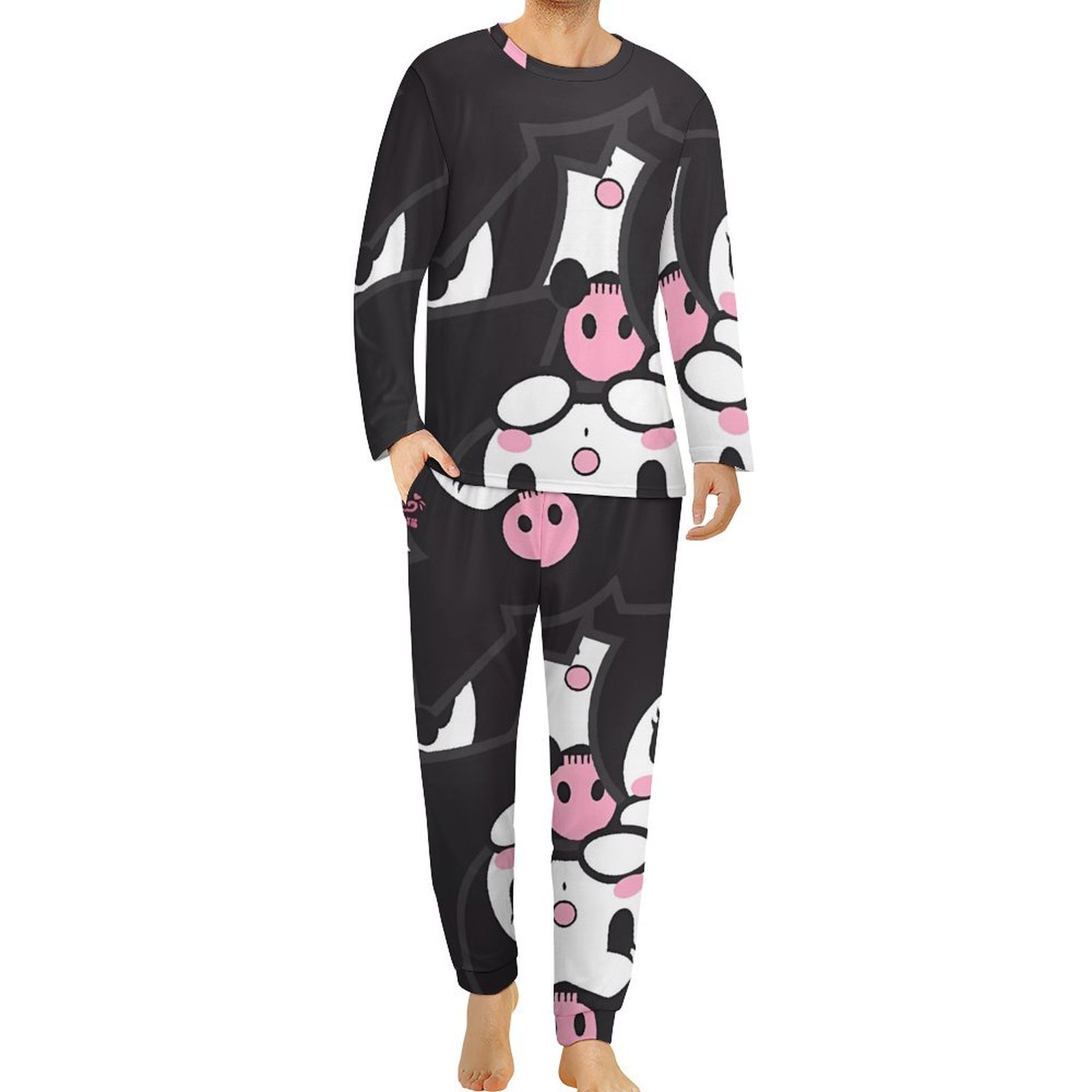 Kuromi Men's Long Sleeve Pajama，Soft Sleepwear Pjs Long for Comfortable ...