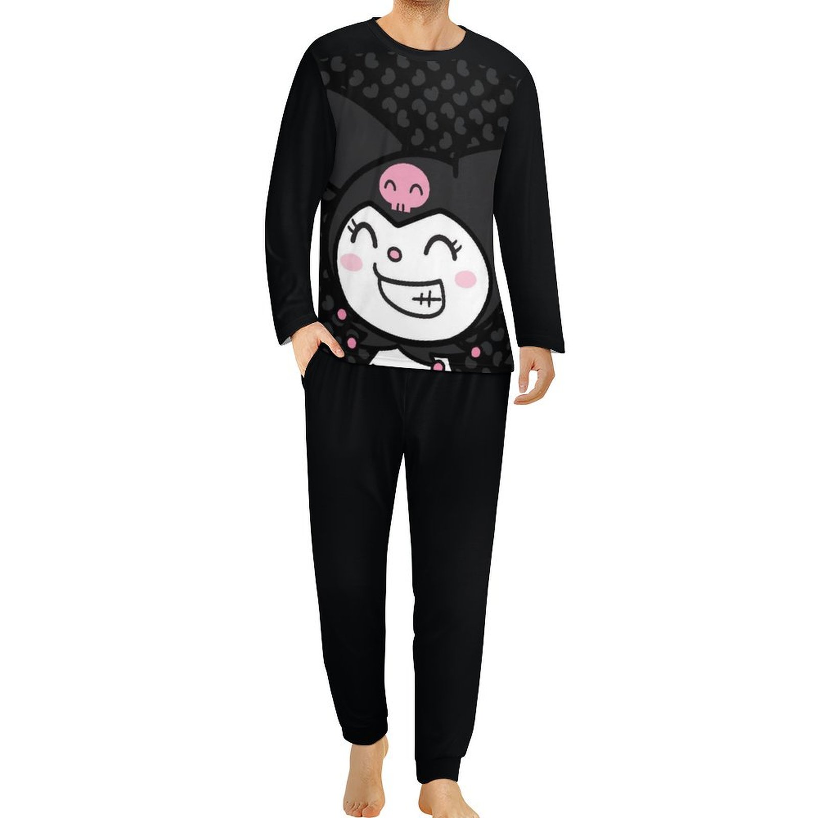 Kuromi Men's Long Sleeve Pajama，Soft Sleepwear Pjs Long for Comfortable ...
