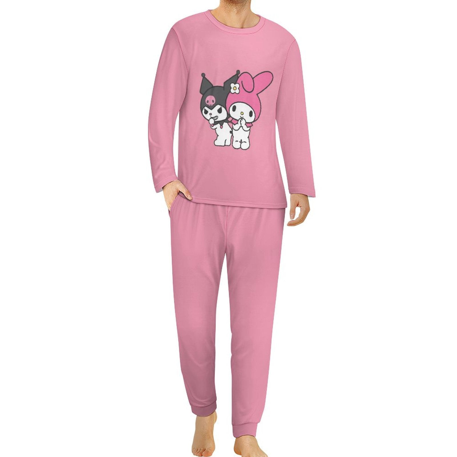 Kuromi Men's Long Sleeve Pajama，Soft Sleepwear Pjs Long for Comfortable ...