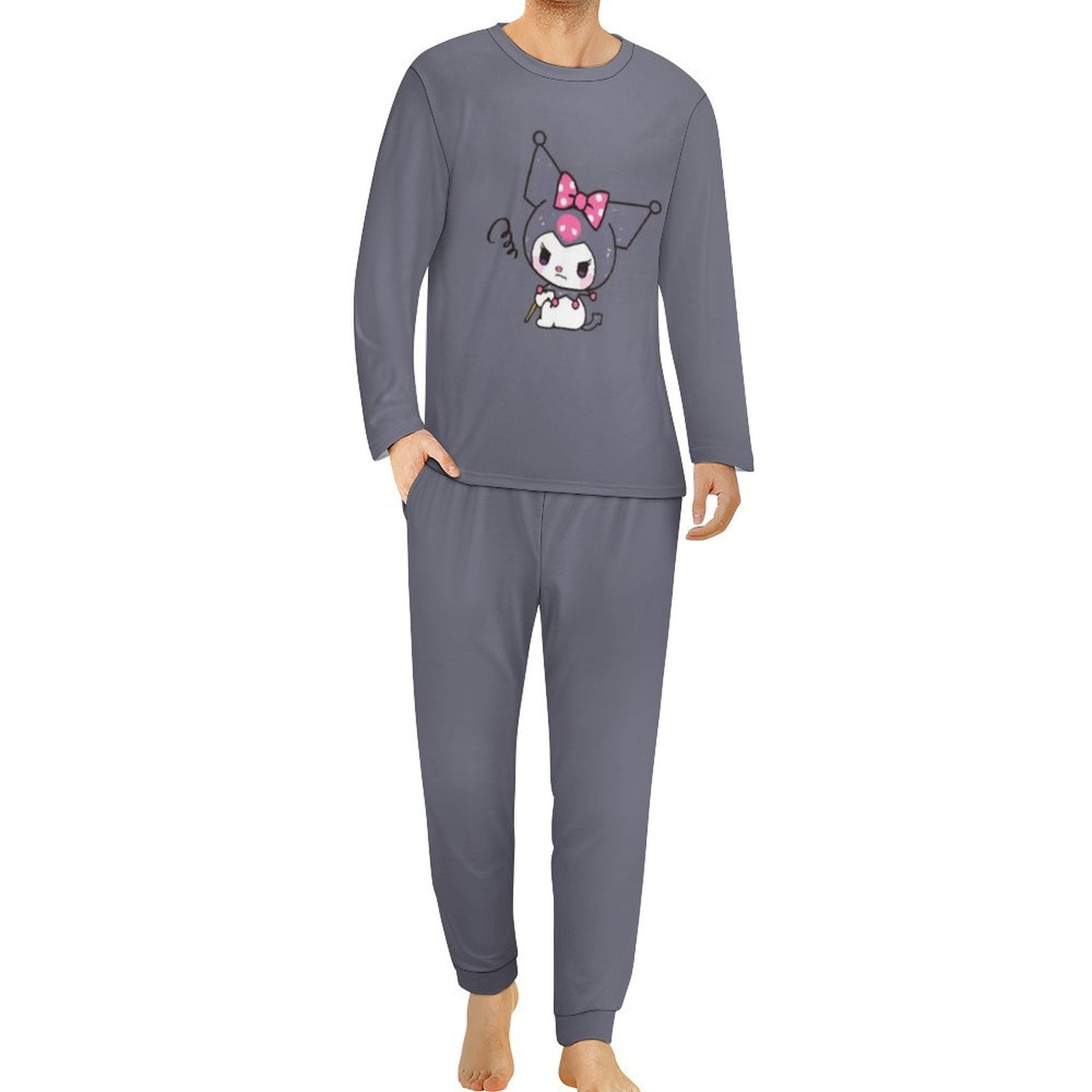 Kuromi Men's Long Sleeve Pajama，Soft Sleepwear Pjs Long for Comfortable Nights for Men ...