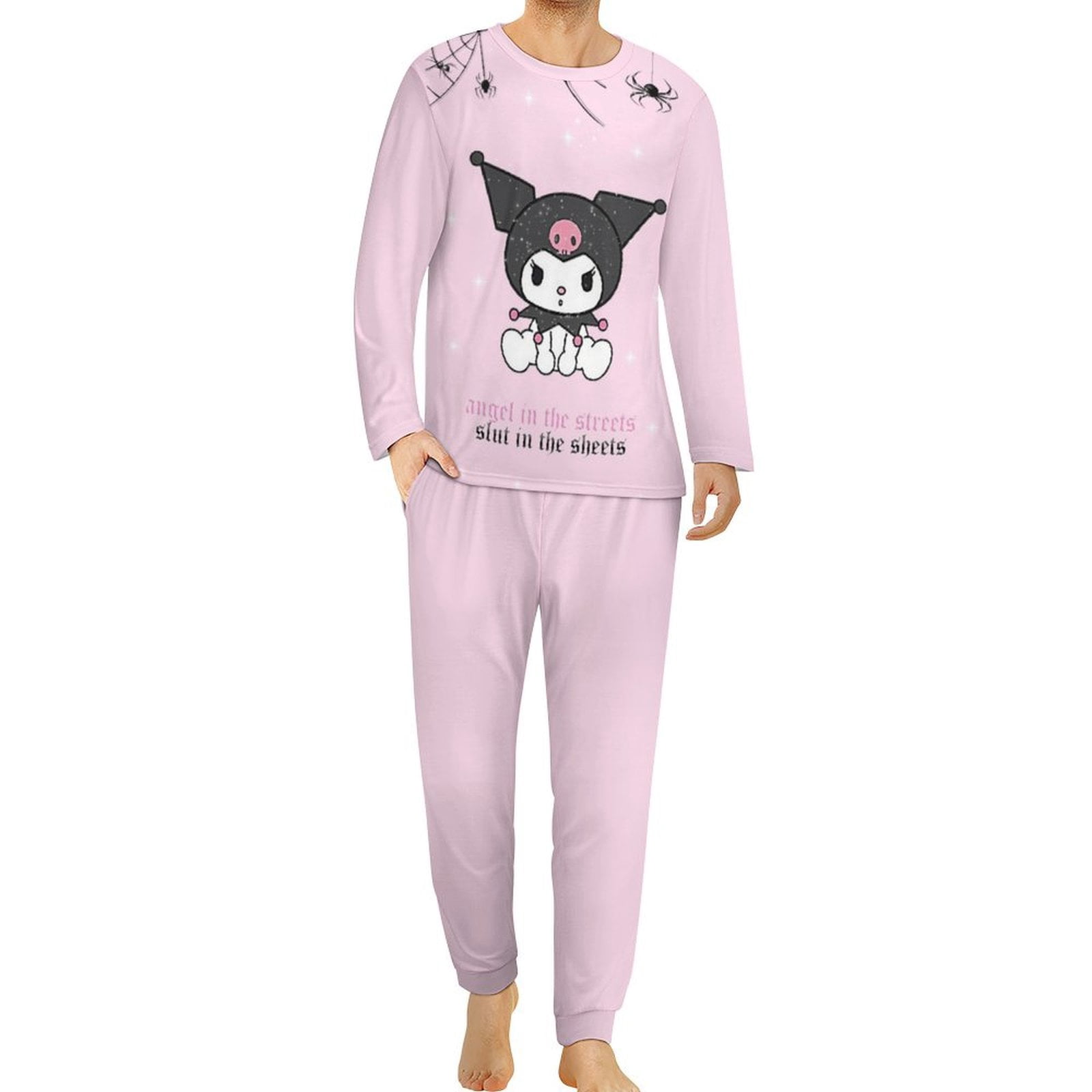 Kuromi Men's Long Sleeve Pajama，Soft Sleepwear Pjs Long for Comfortable ...