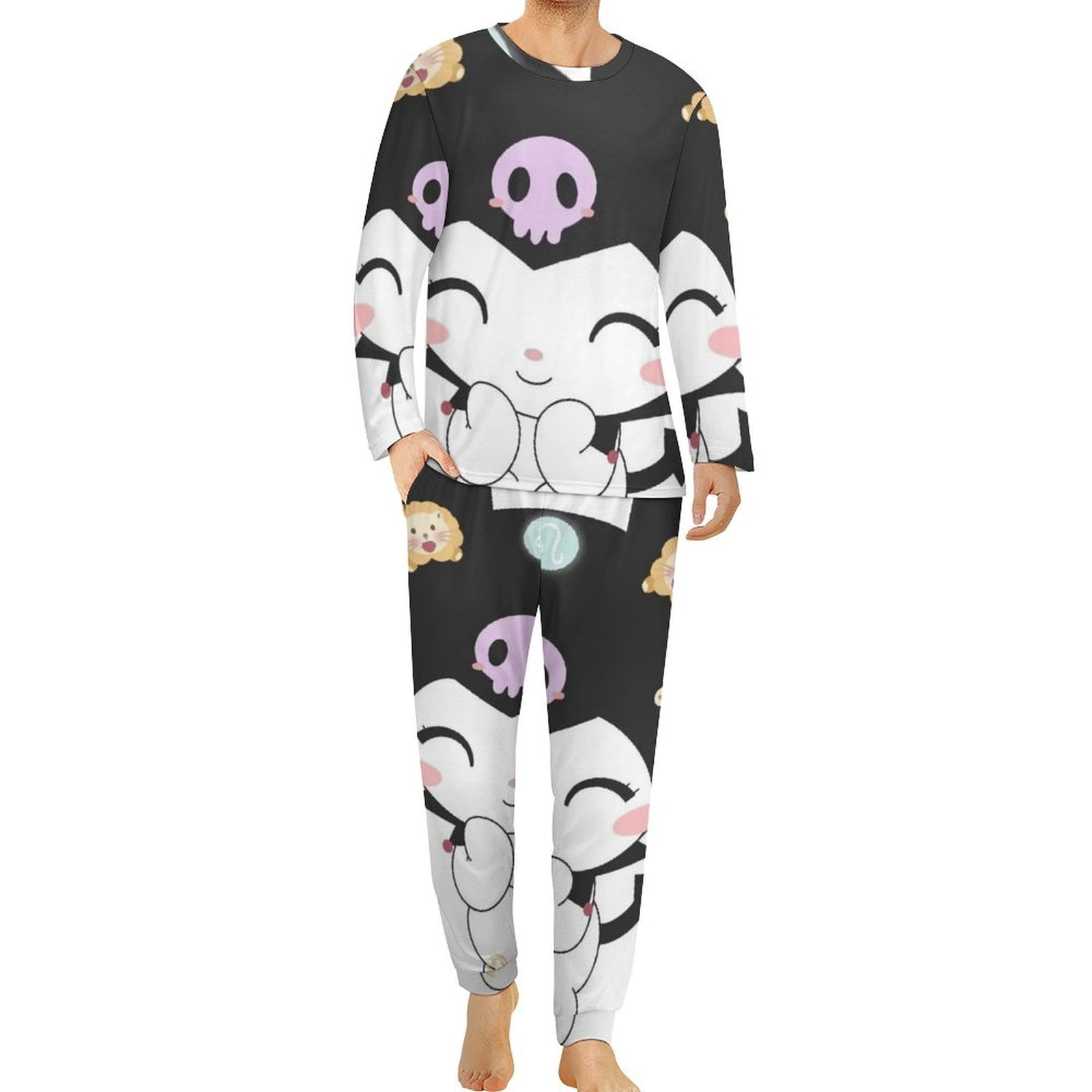 Kuromi Men's Long Sleeve Pajama，Soft Sleepwear Pjs Long for Comfortable ...