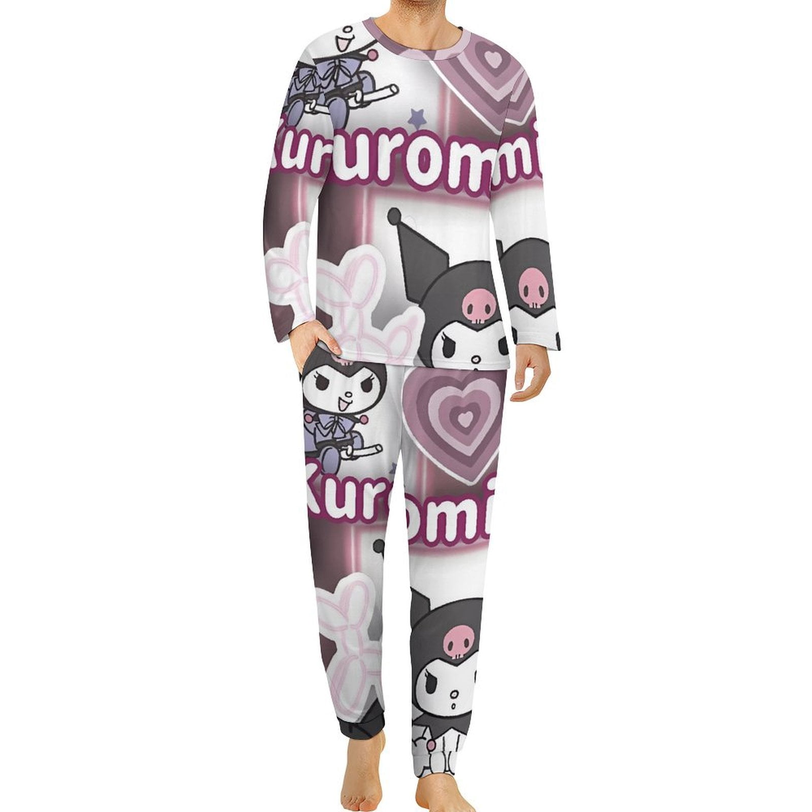Kuromi Men's Long Sleeve Pajama，Soft Sleepwear Pjs Long for Comfortable ...