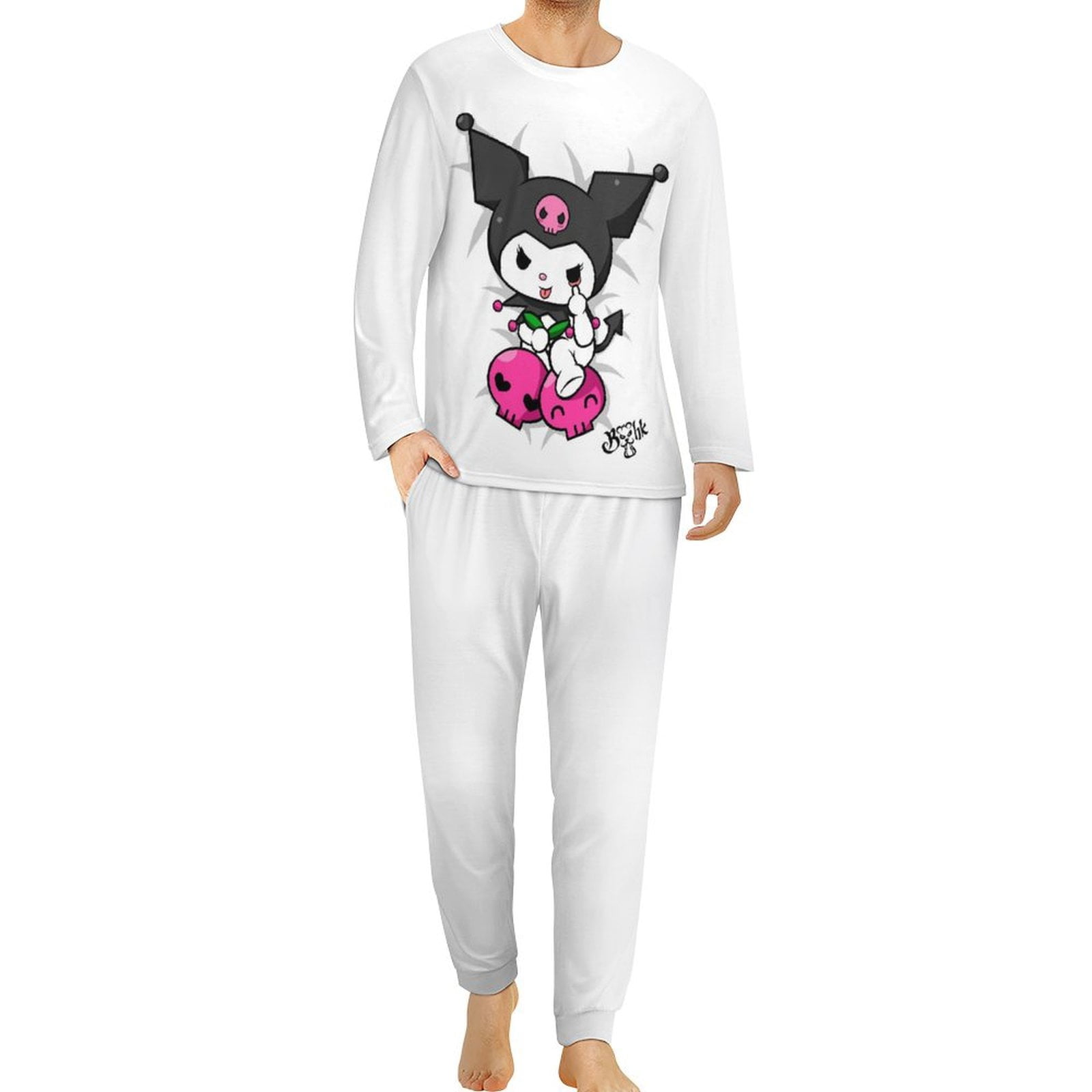 Kuromi Men's Long Sleeve Pajama，Soft Sleepwear Pjs Long for Comfortable ...