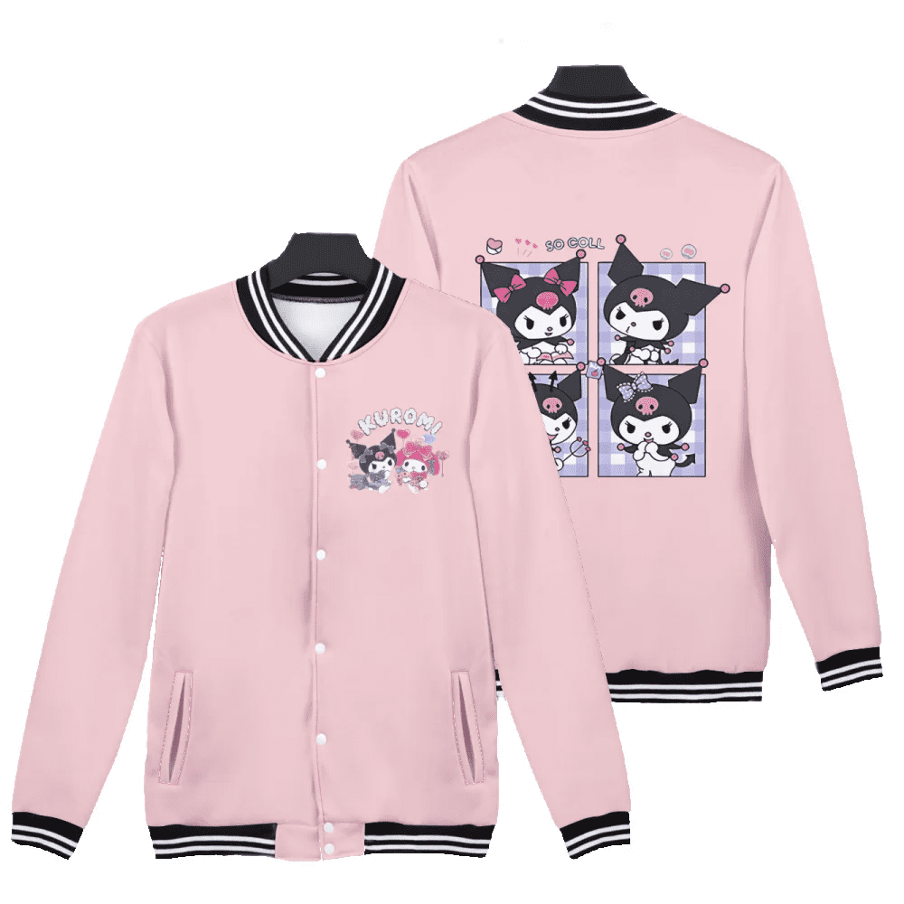 Kuromi Merch Button Jacket Baseball Bomber Jacket Kawaii Sweatshirt ...