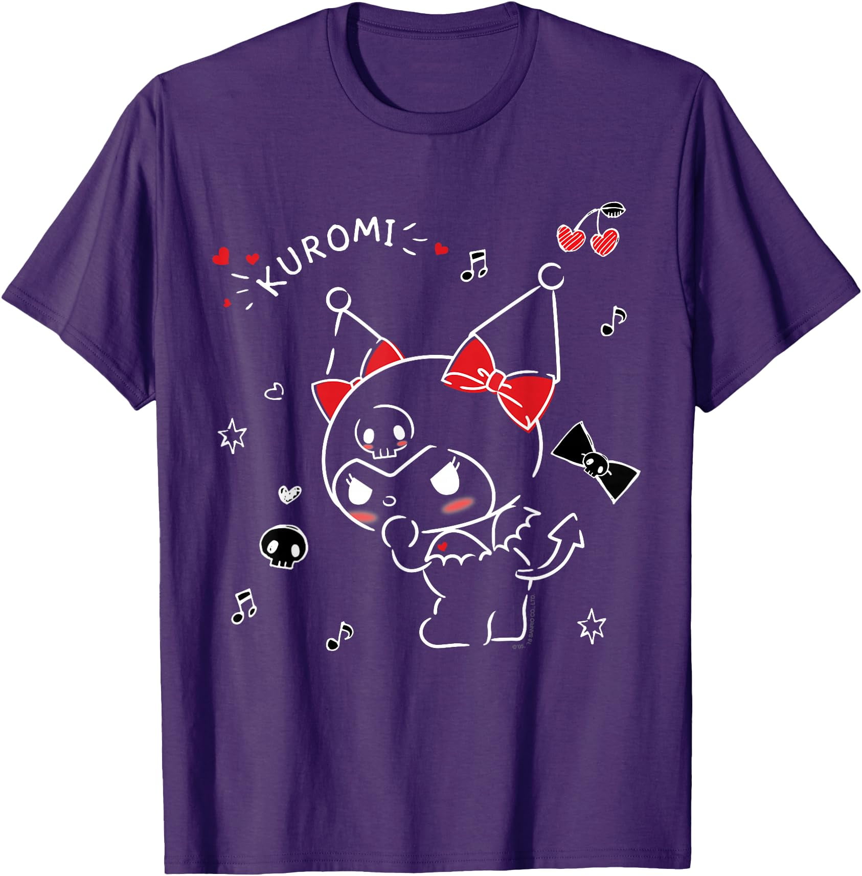 Kuromi Mischievous Cute Sketch DTG Print Unisex T-Shirt,Purple Color ...