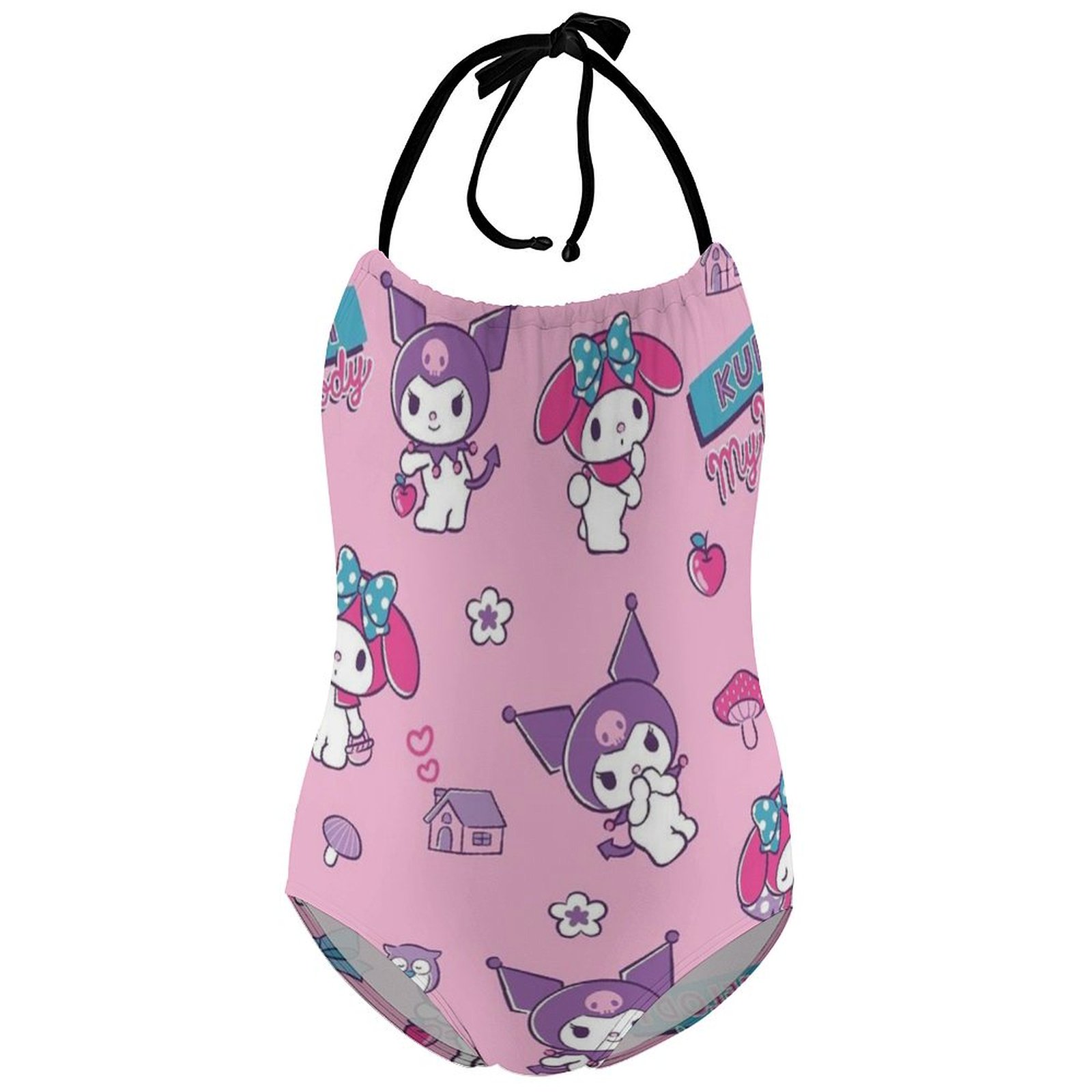 Kuromi And My Melody Girls One Piece Swimsuit Quick Dry Swimwear Print 9670