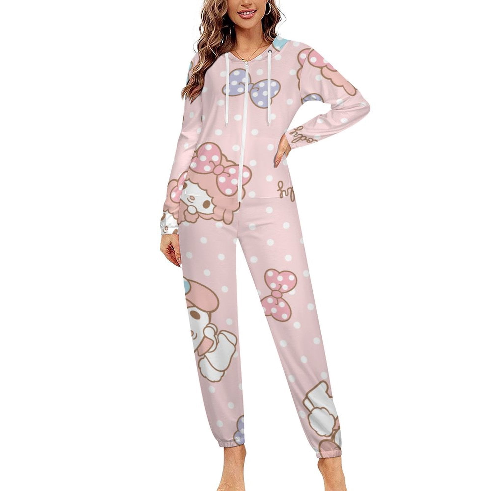 Kuromi+My Melody Hood zipper one-piece pajamas for women 3XL - Walmart.com