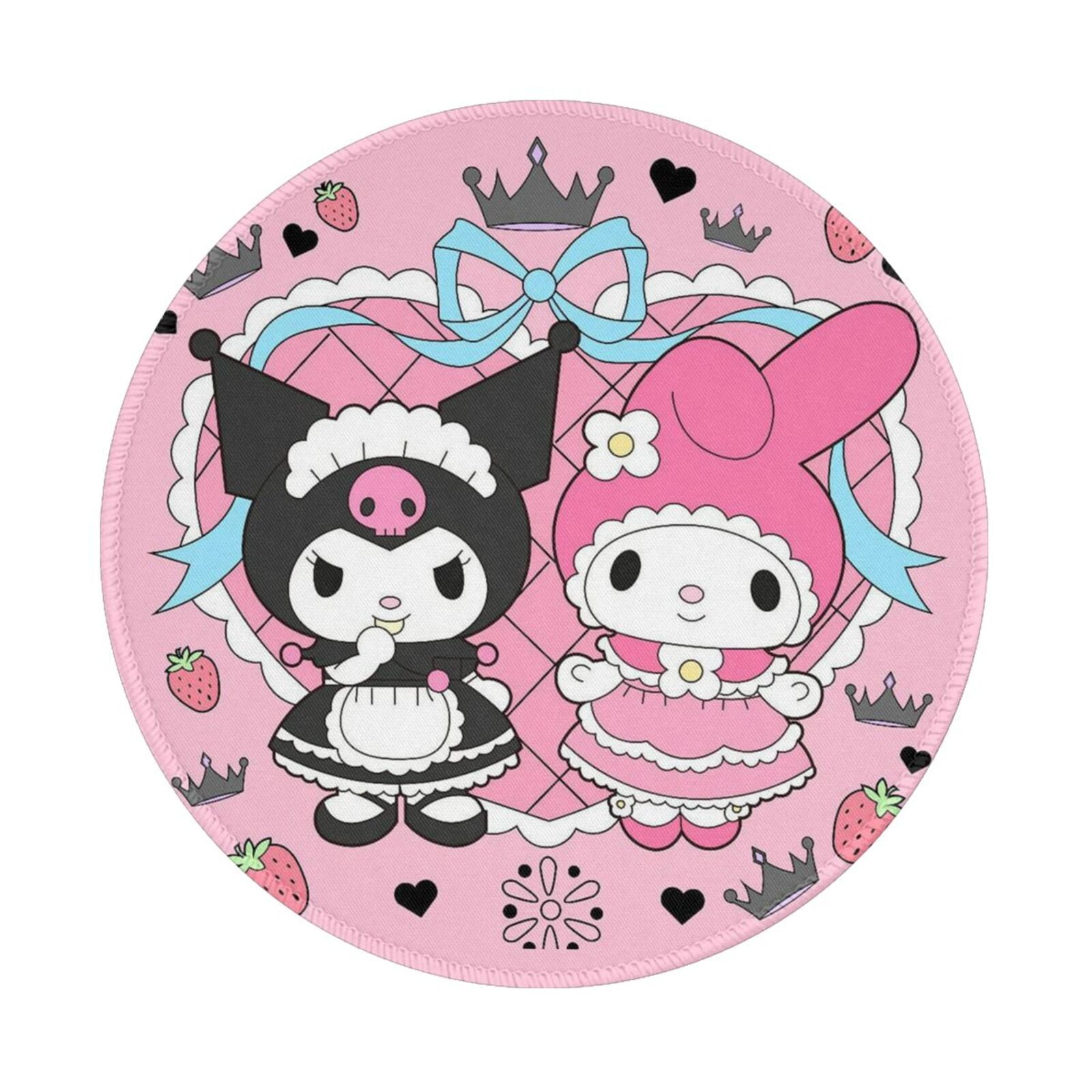 Kuromi & My Melody Non-Slip Rubber Base Mouse Mat 8 Inch Round Mouse ...