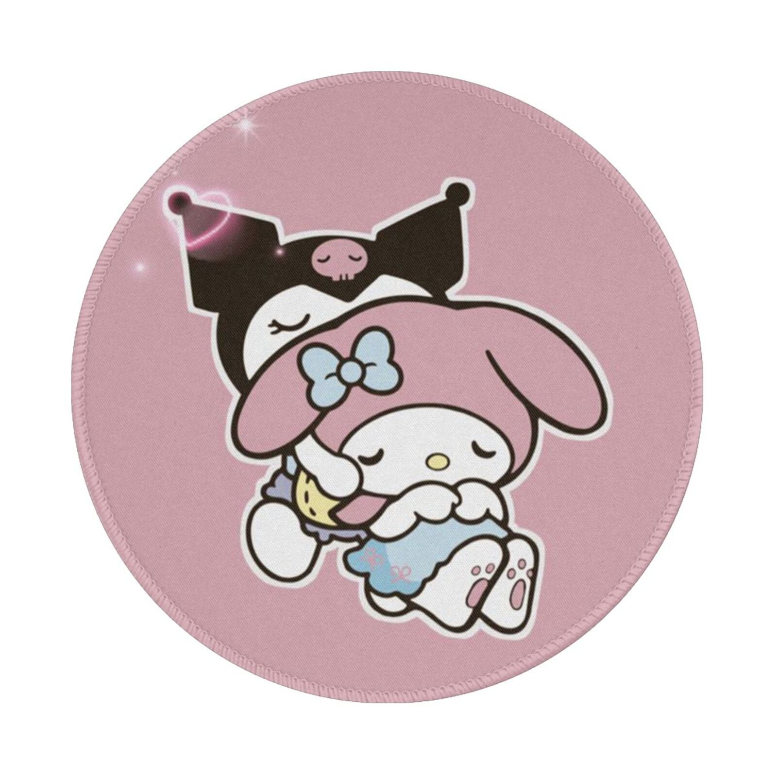 Kuromi & My Melody Non-Slip Rubber Base Mouse Mat 8 Inch Round Mouse ...