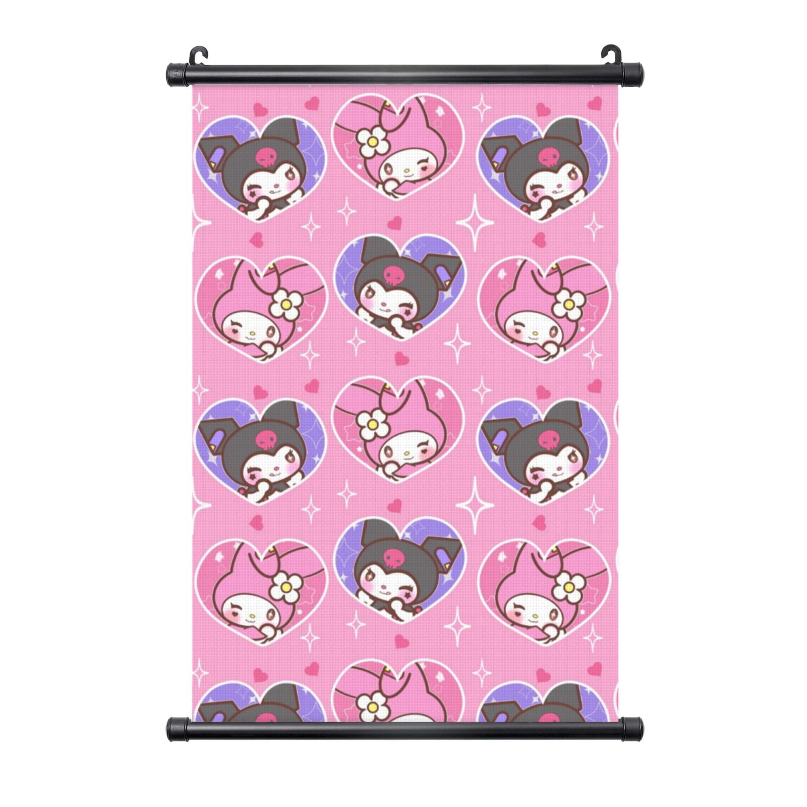 Kuromi & My Melody Poster Black Plastic Shaft Hanging Posters Wall ...