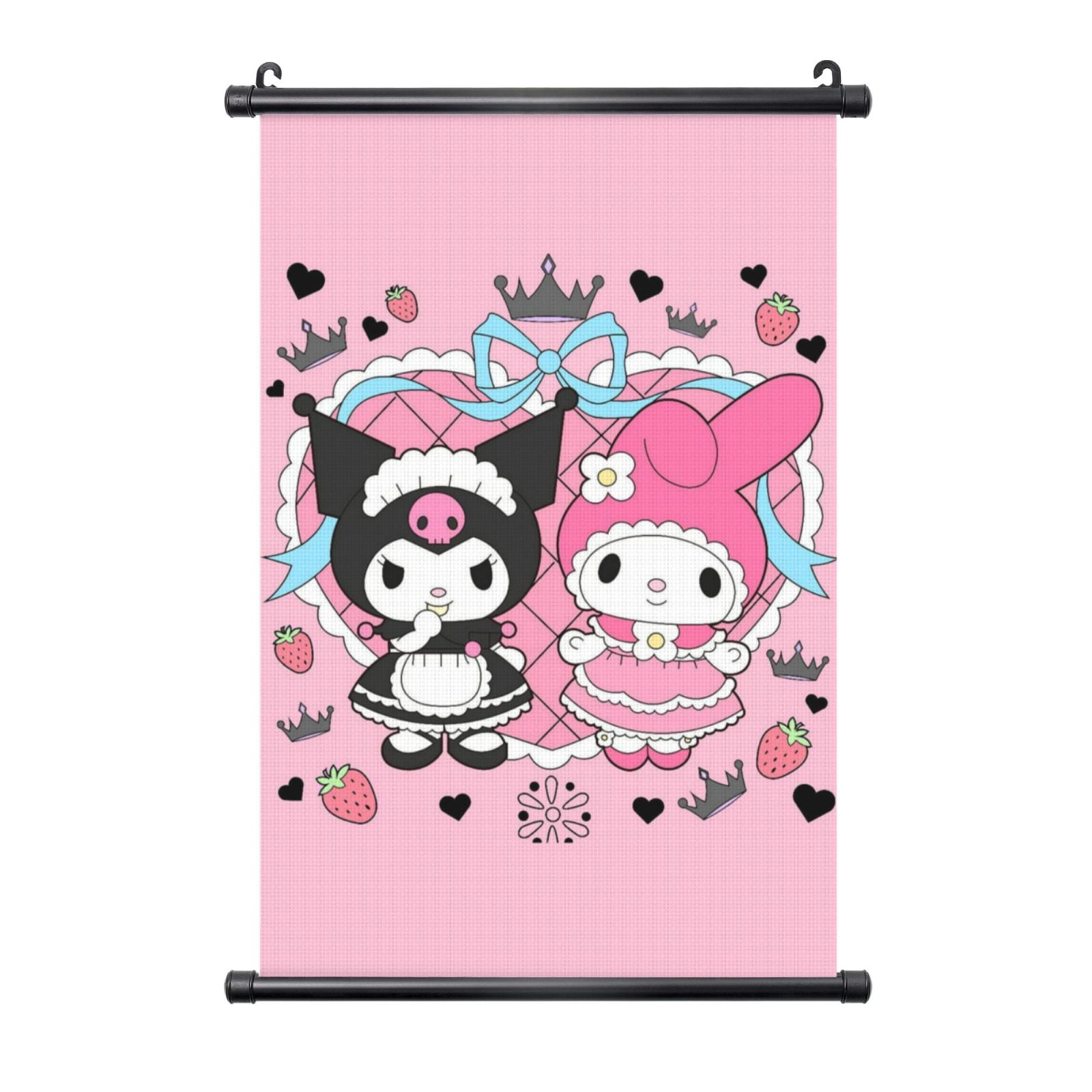 Kuromi & My Melody Poster Black Plastic Shaft Hanging Posters Wall ...