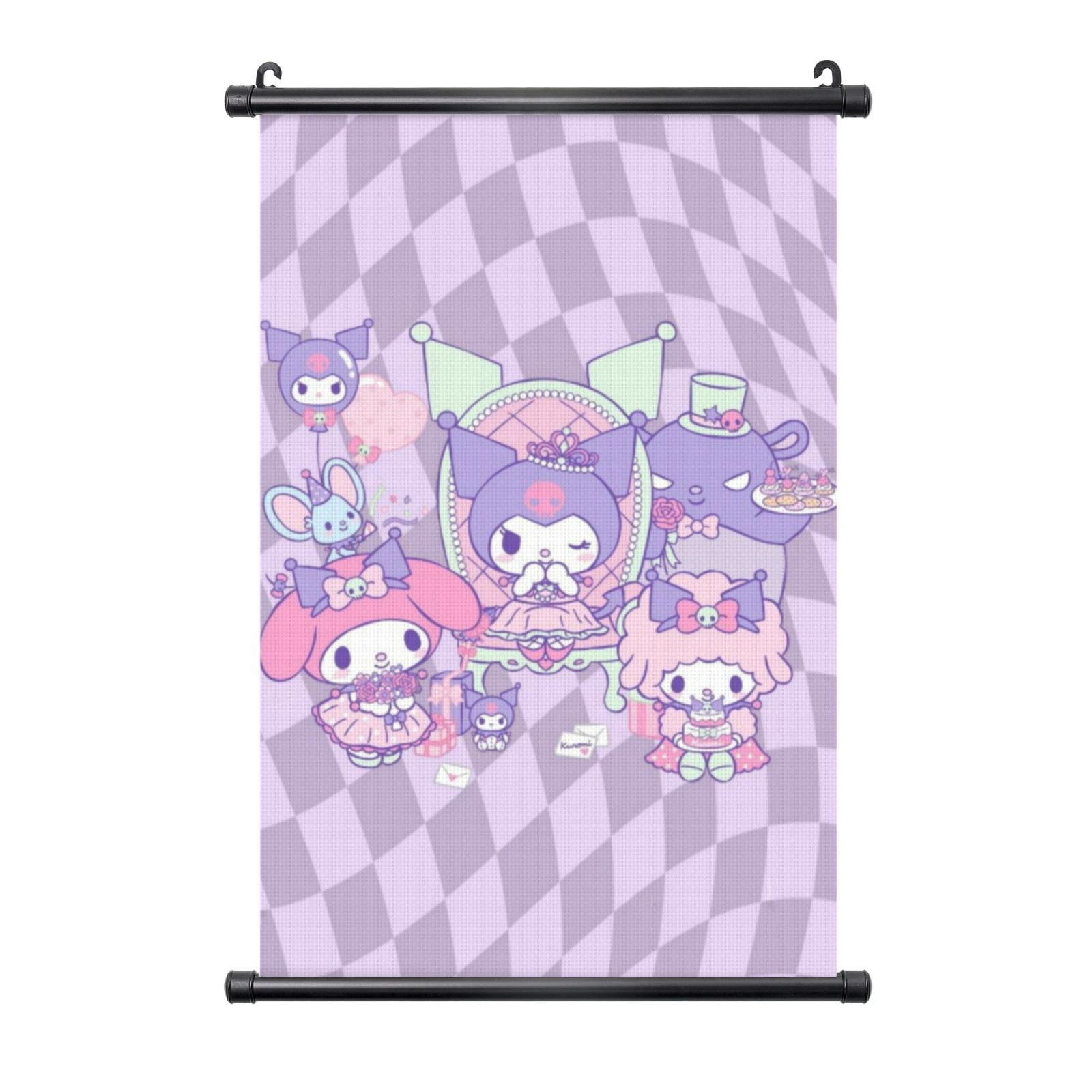 Kuromi & My Melody Poster Black Plastic Shaft Hanging Posters Wall ...