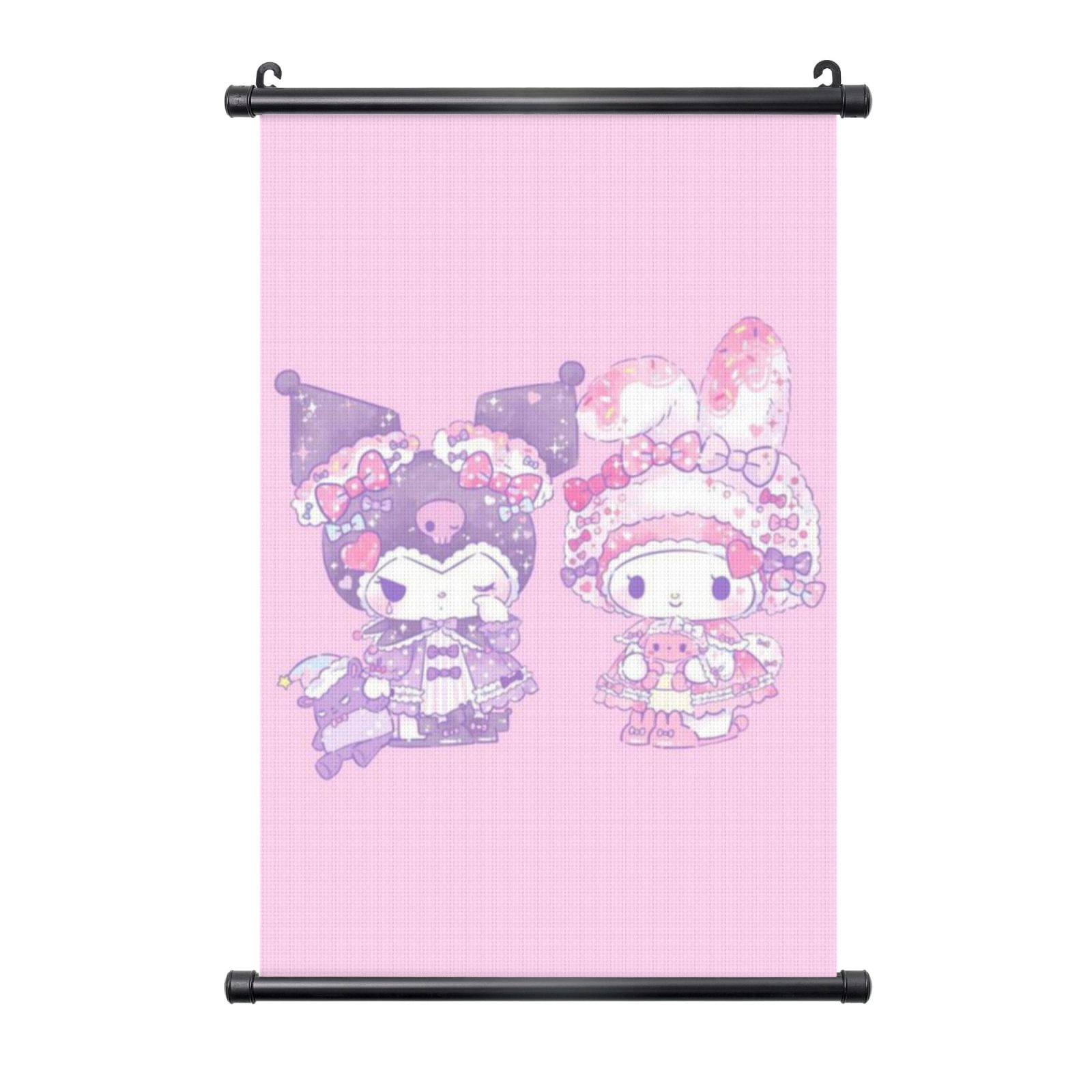 Kuromi & My Melody Poster Black Plastic Shaft Hanging Posters Wall ...