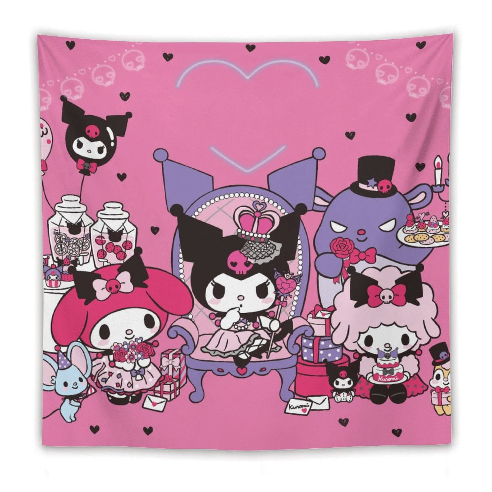 Kuromi+My Melody Rapper Hip Hop Music Tapestry 60"x60" Home Decoration ...