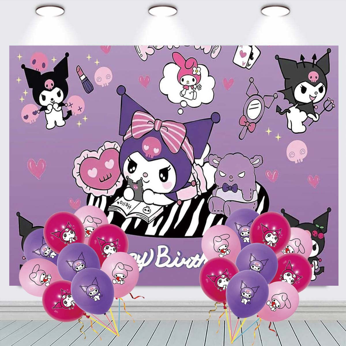Kuromi Party Decorations Backdrop Banner Balloons Taspestry Wall Decor ...