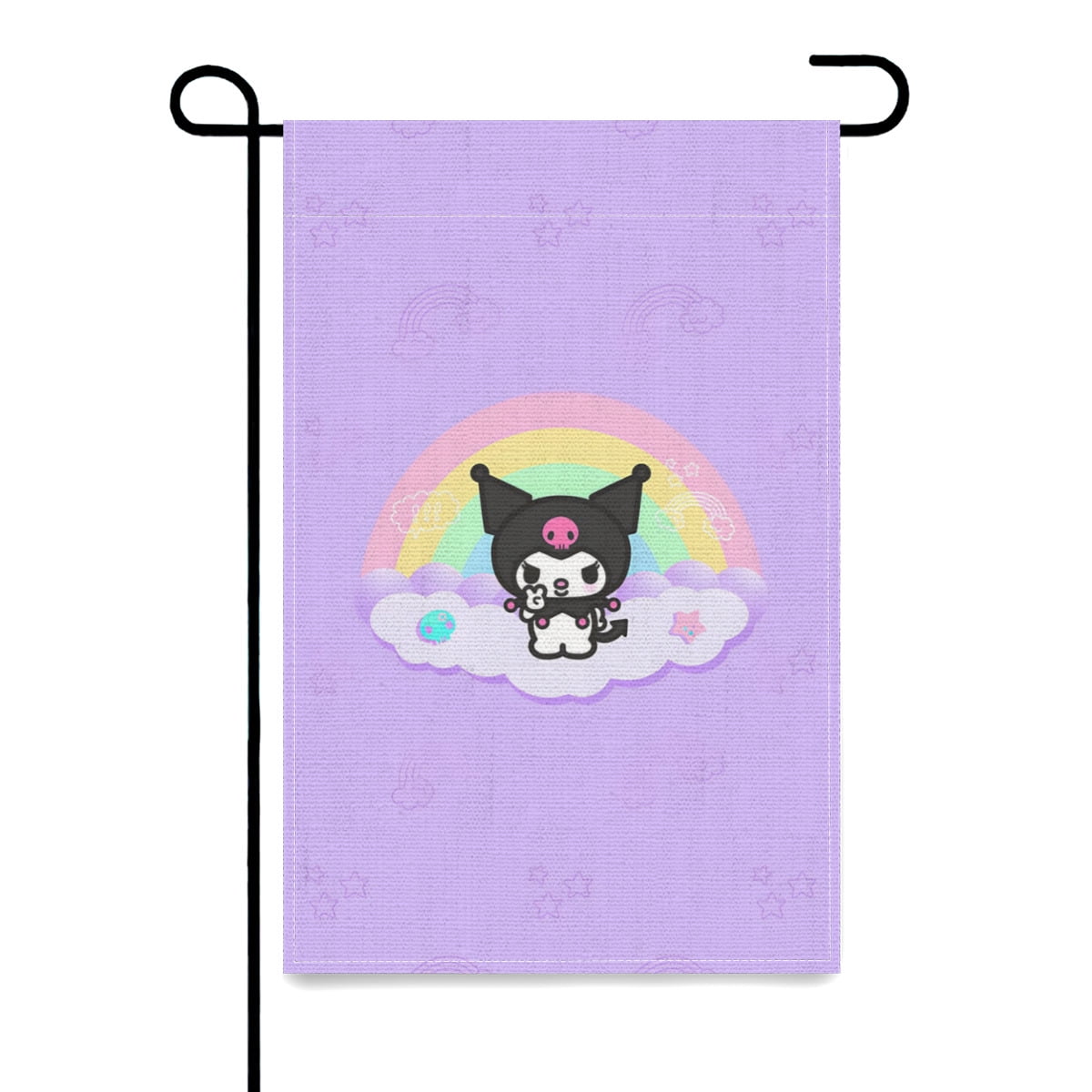Kuromi Personalized Garden Flag Custom Double Sided Imitation Cotton ...