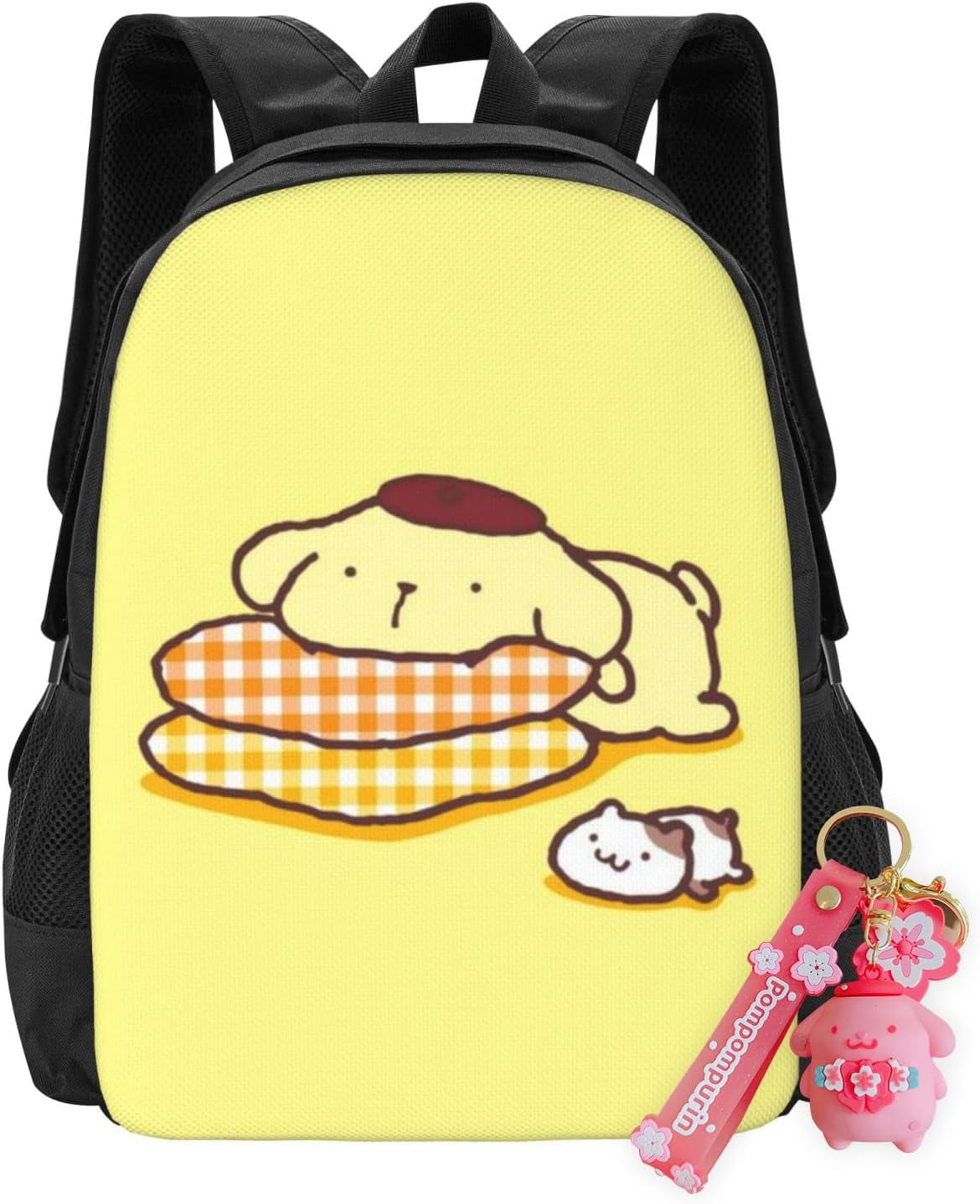 Kuromi Pompompurin Backpack Cartoon Character Pom Pom Purin Patterned ...