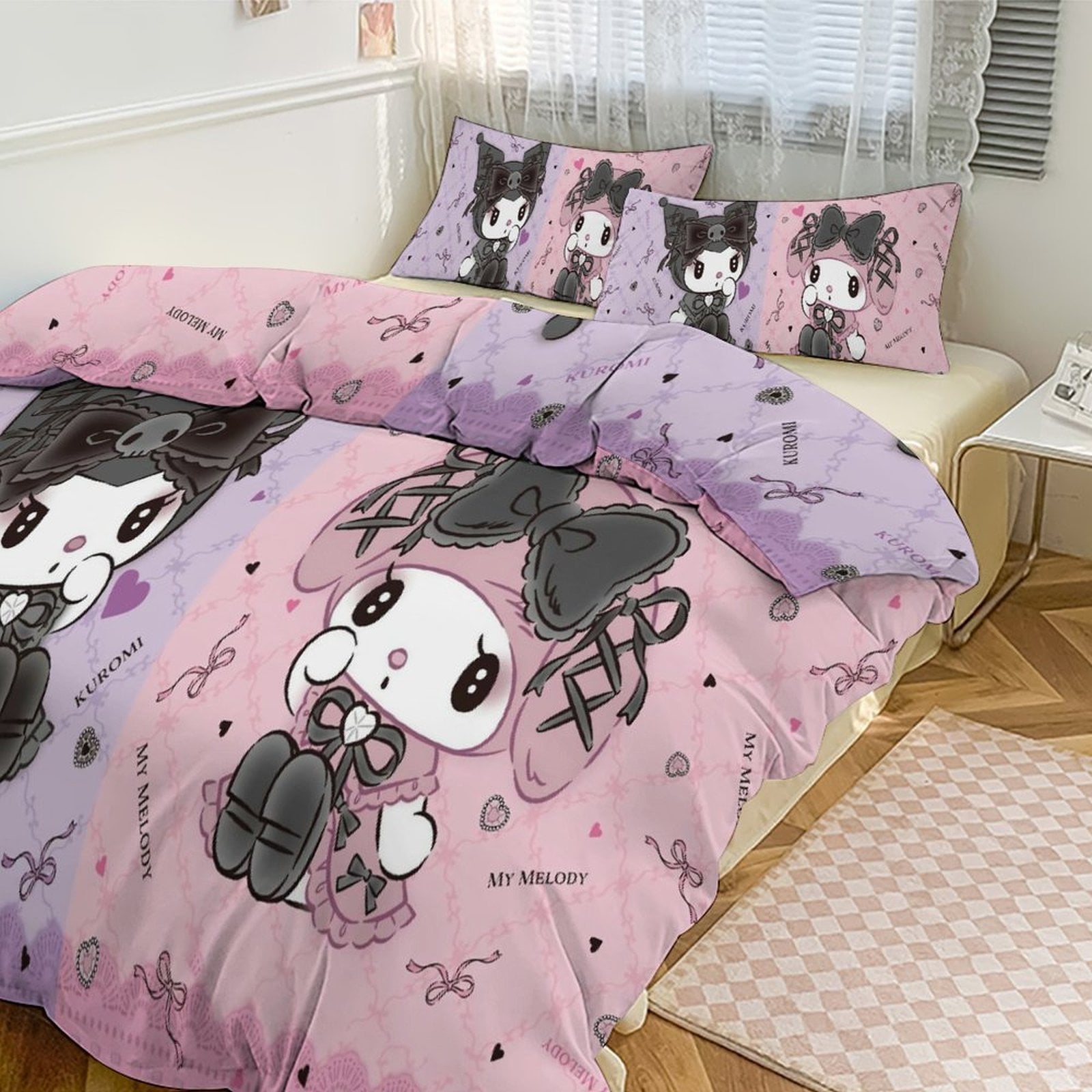 Kuromi Print Bedding Set Pattern Duvet Cove Set 3 Pieces 1 Quilt Cover ...