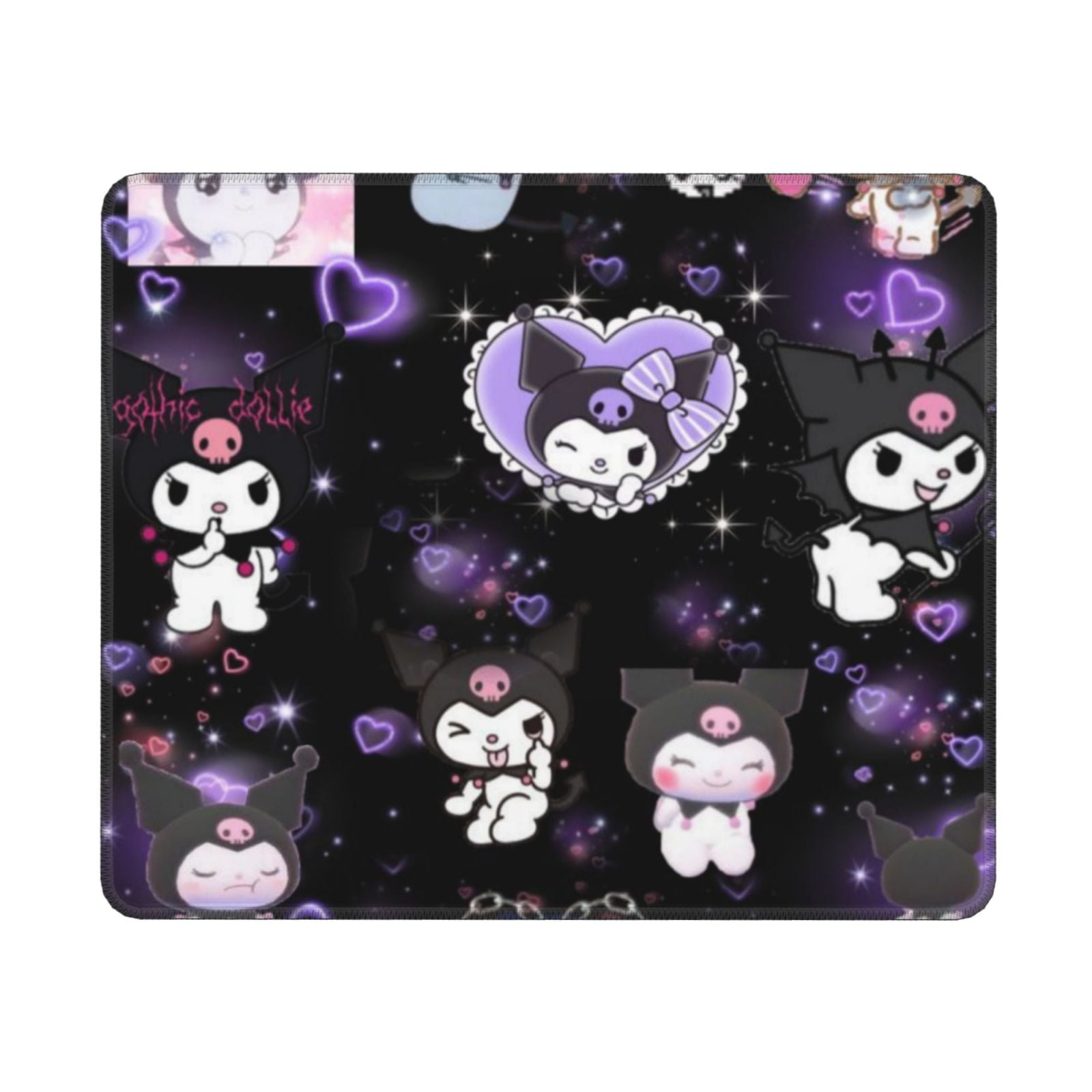 Kuromi Purple Heart Mouse Pad,Office Computer Mouse Pad with Stitched ...