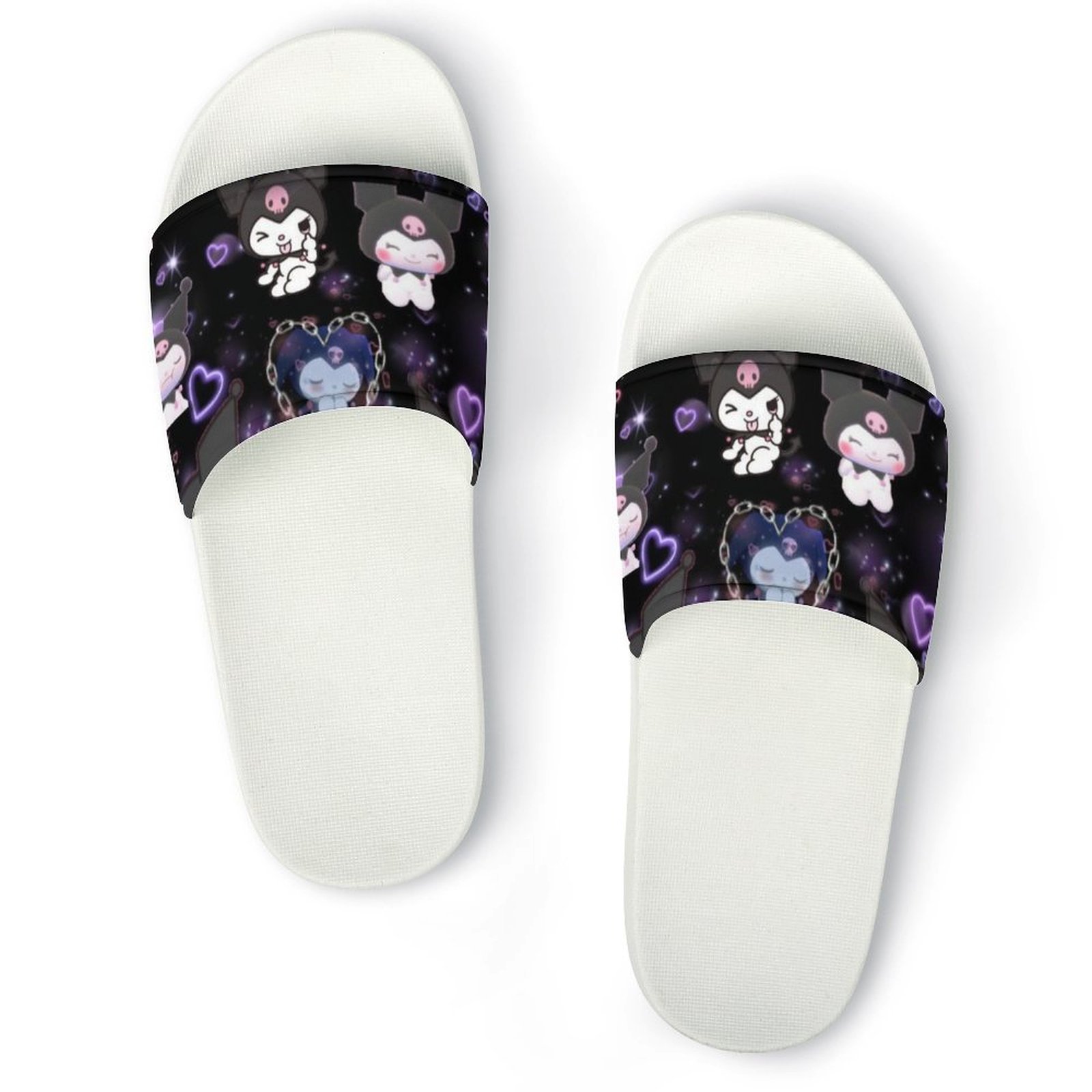 Kuromi Purple Heart PVC Home Slippers Non-Slip Quick Drying Shower Open ...