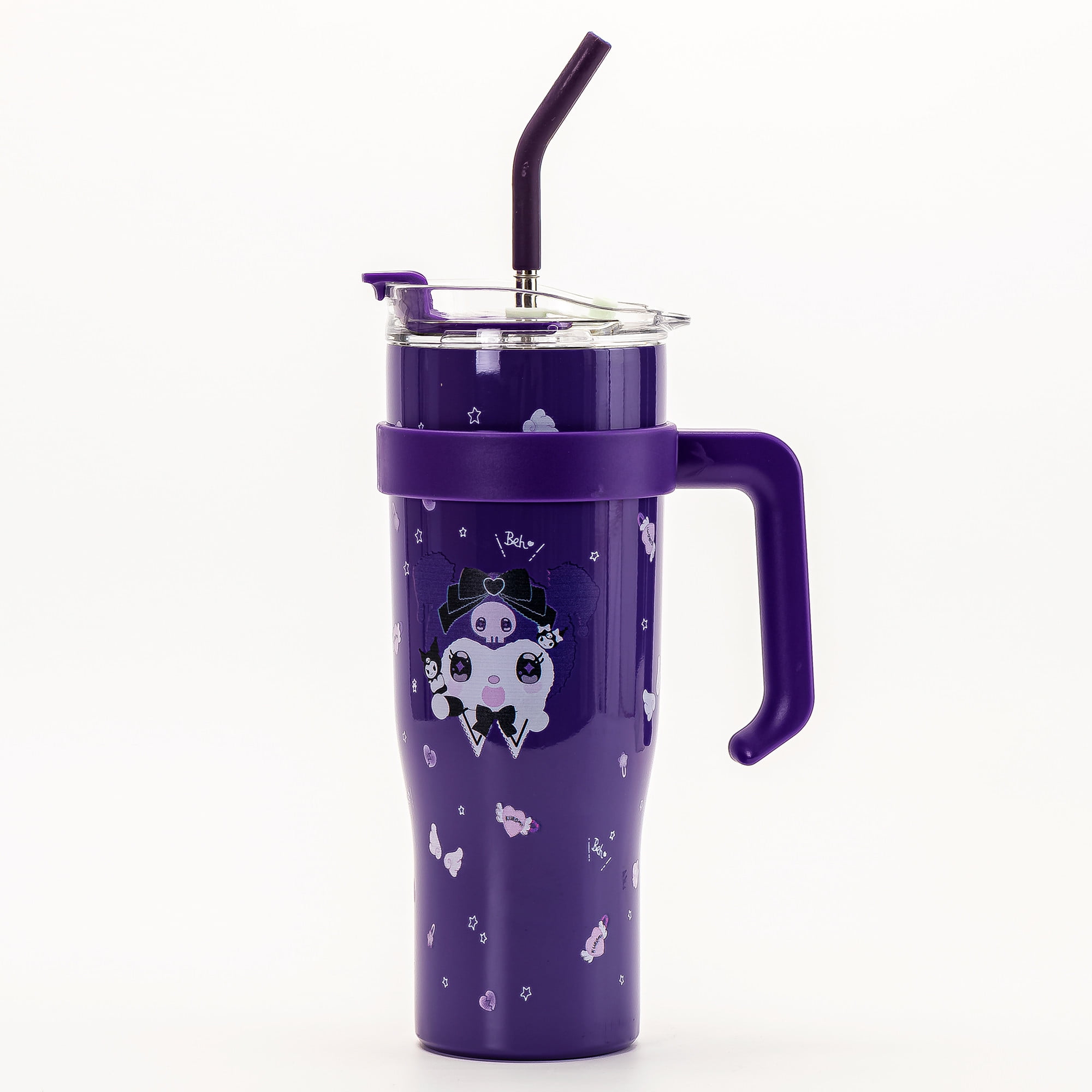 Kuromi Purple Tumbler with Handle and Straw, 40 oz Stainless Steel ...