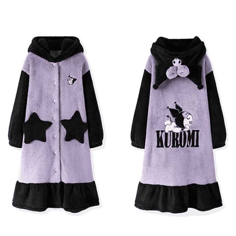 Cute Loungewear Set Women's Cute Plush Robe Set - Hooded Kawaii ...