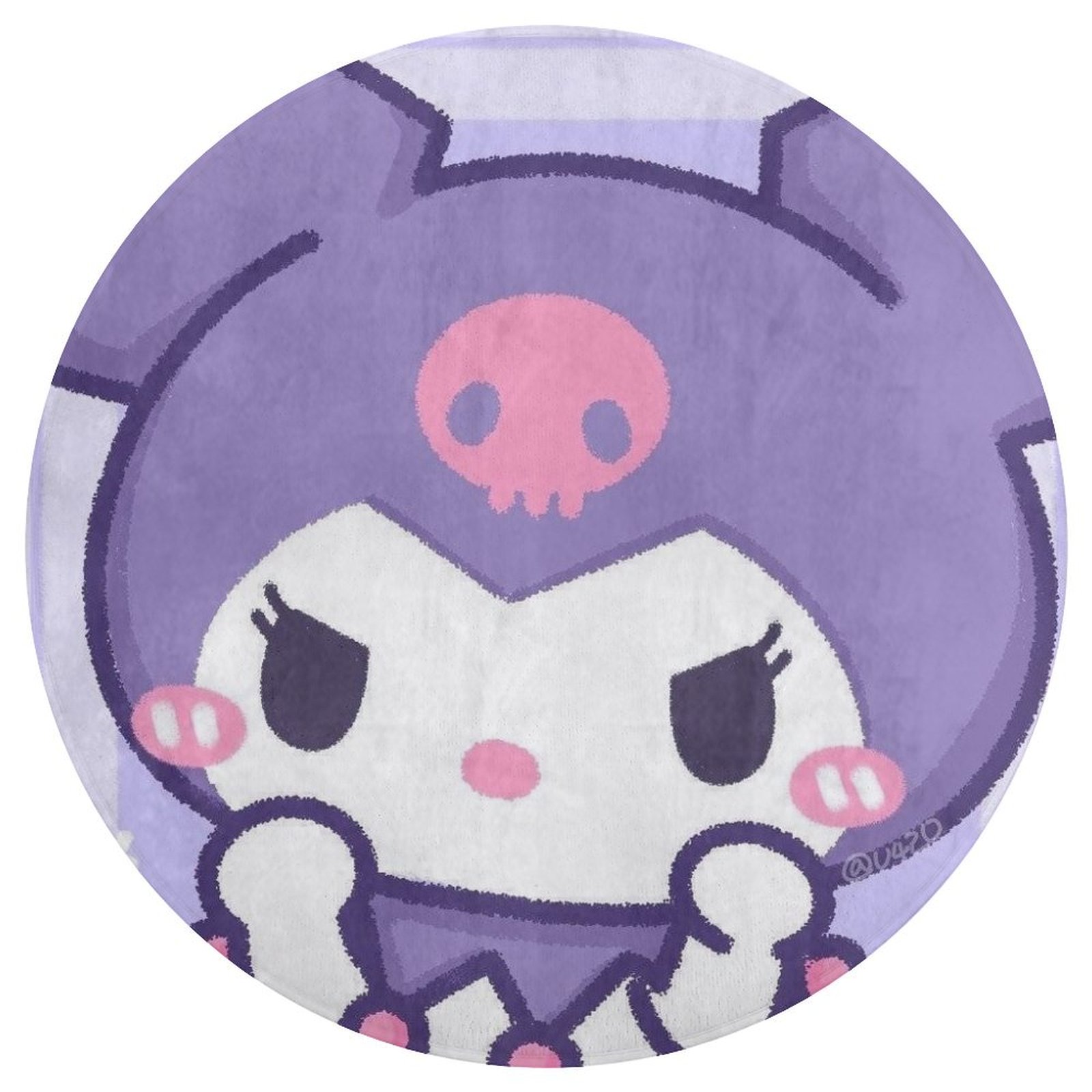 Kuromi Round Coral Velvet Floor Mat，Washable Round Rug for Bathroom ...