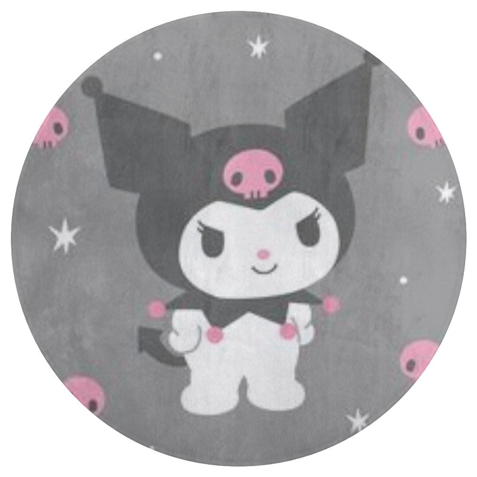 Kuromi Round Coral Velvet Floor Mat，Washable Round Rug for Bathroom ...