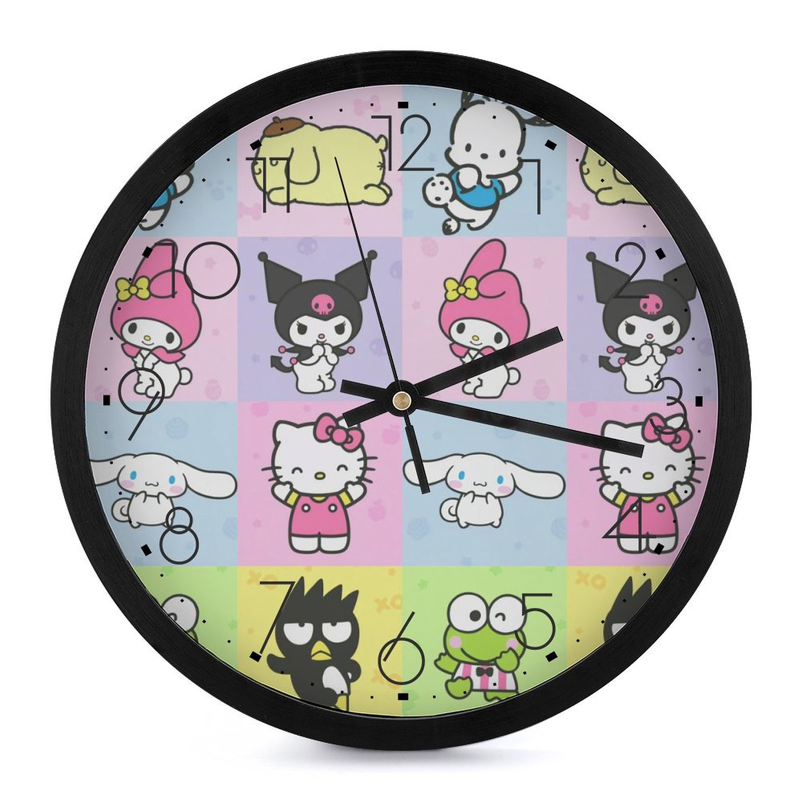Kuromi Round Wall Clock Battery Operated Silent Round Wall Clock Non ...