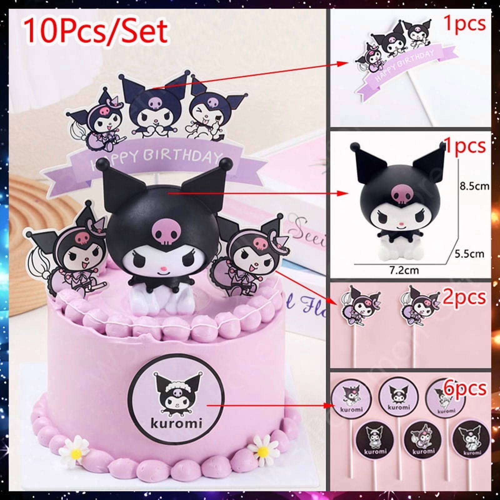 Kuromi Sanrio Action Figures for Kids Happy Birthday Cake Decoration ...