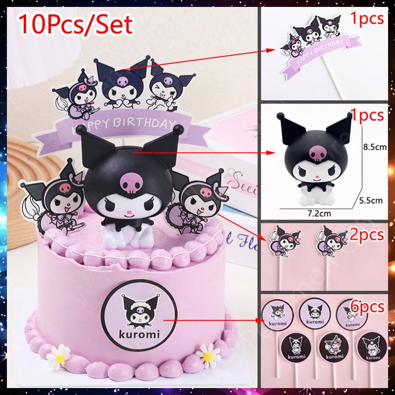 Kuromi Sanrio Action Figures for Kids Happy Birthday Cake Decoration ...