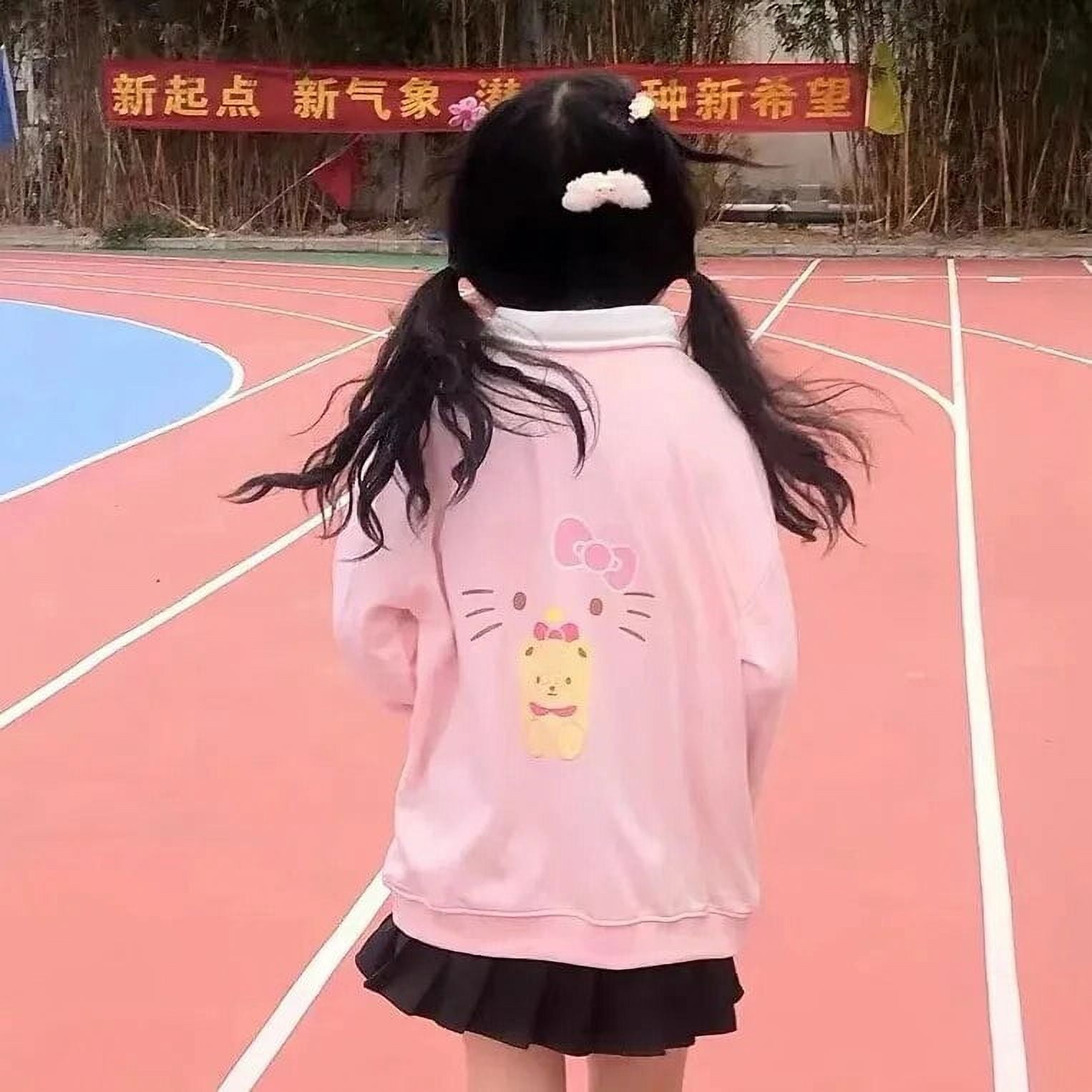 Kuromi Sanrio Kawaii Cartoon Hoodie Women Pink Cute Japan Preppy Style ...