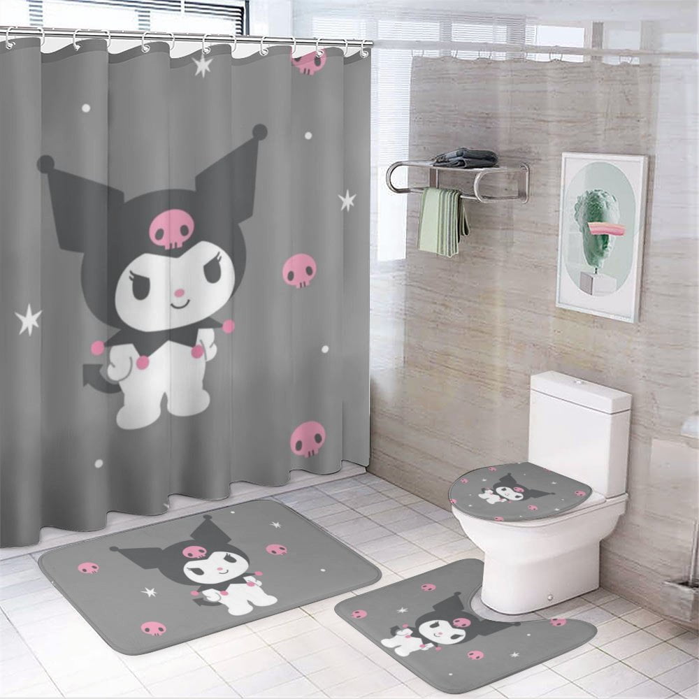 TKBIIuds Kuromi Shower Curtain Set, 4 Piece Bathroom Set, Waterproof ...