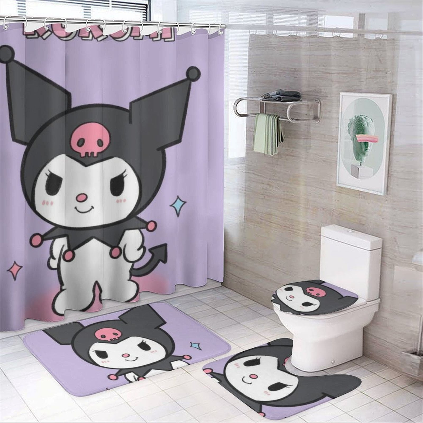 Kuromi Shower Curtain Sets Lovely Bathroom Sets with Shower Curtain And ...