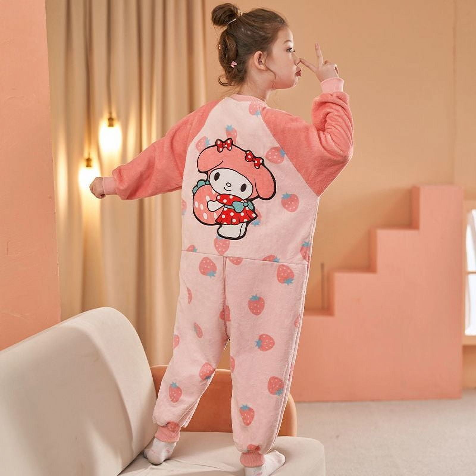 Kuromi Siamese Pajamas Girl Autumn Winter Plus Velvet Flannel Kawaii ...