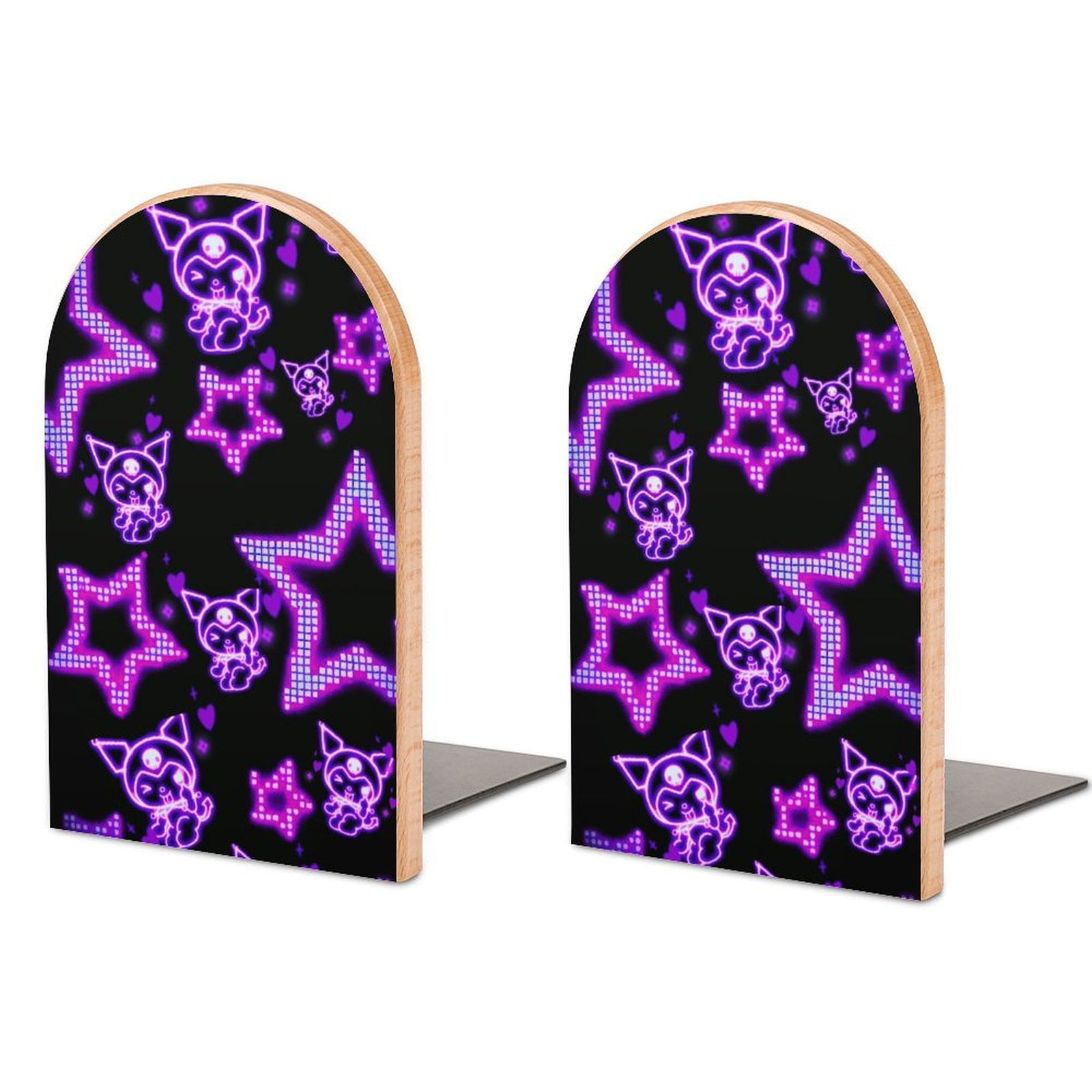 Kuromi Star Book Ends,Wood Bookends 1 Pair,Book Ends for Shelves ...