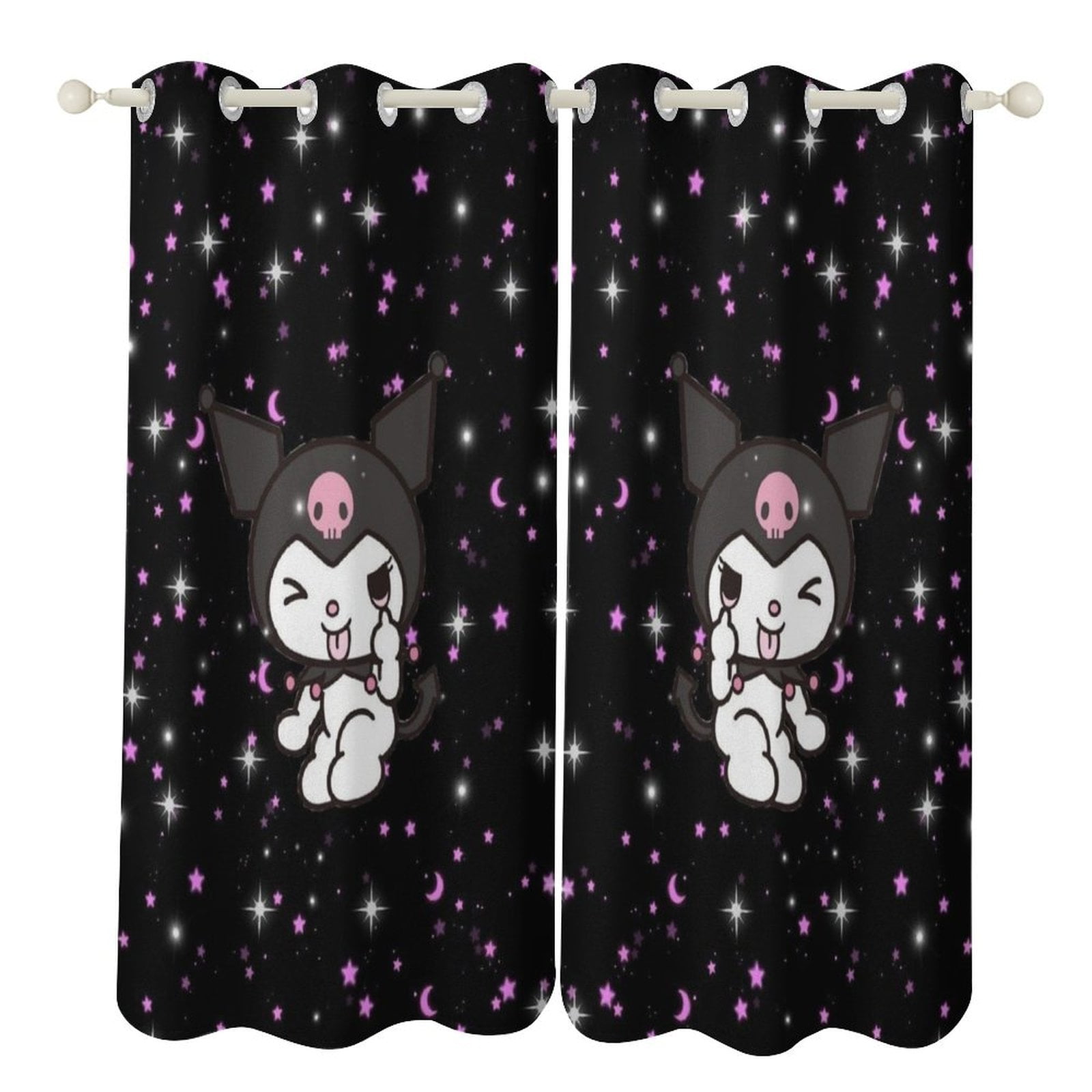 Kuromi Star Wallpaper Curtains 72 inch,2 Panels Set,100% Blackout ...