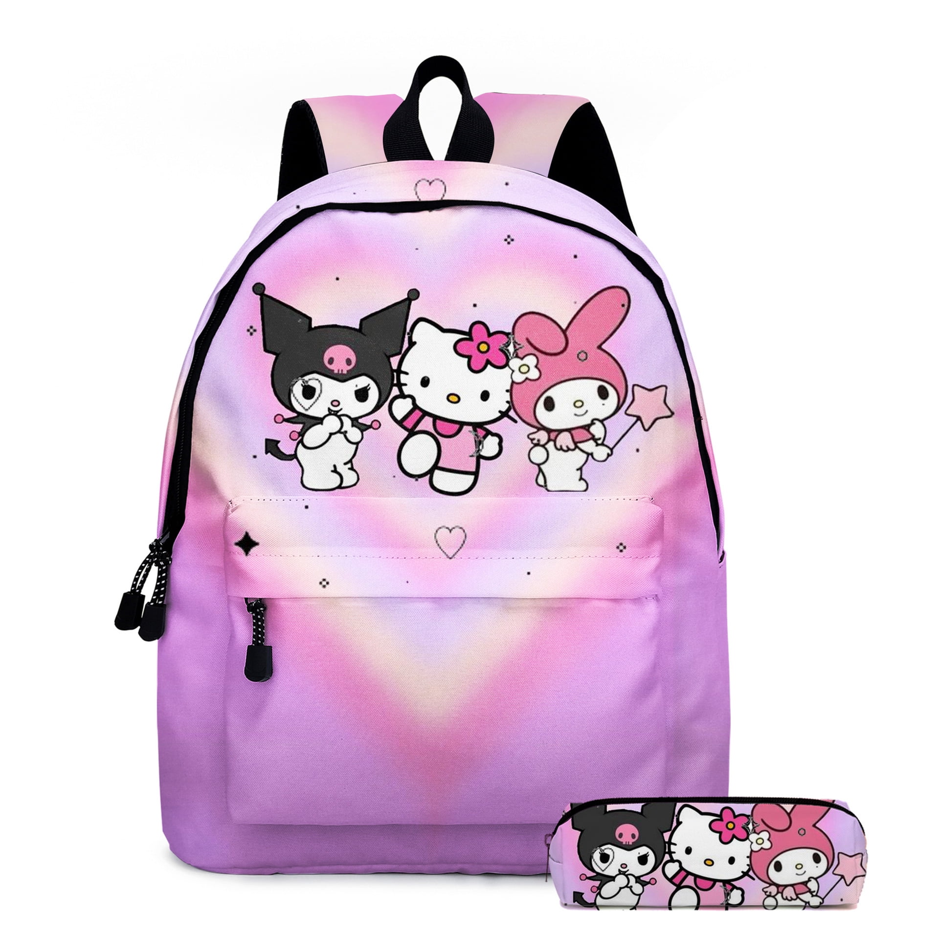 Kuromi Stitch Backpack with Pencil Case 2pcs 17 Inch Backpack Cartoon ...