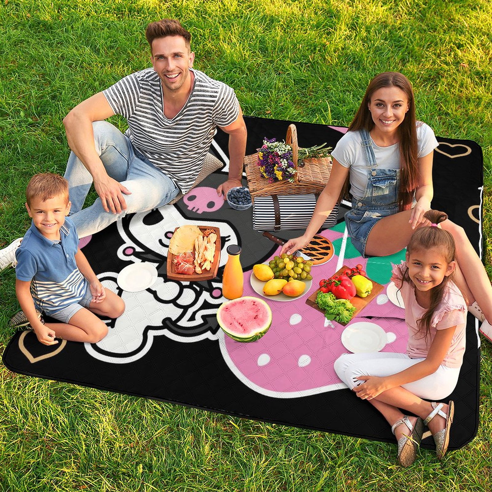 Kuromi - Strawberry Picking Day Picnic Blankets 59"x59" Extra Large ...